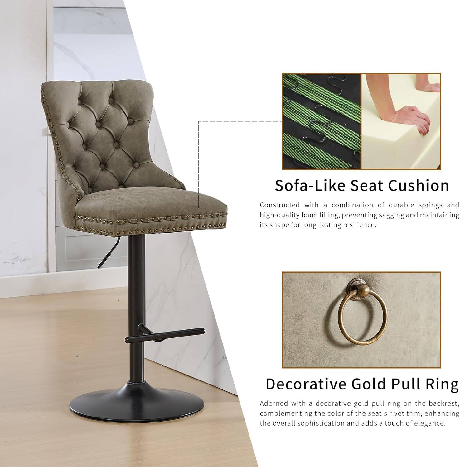 Trinkets Crazed Swivel Bar Stools Set of 2 with Upholstered Back ...