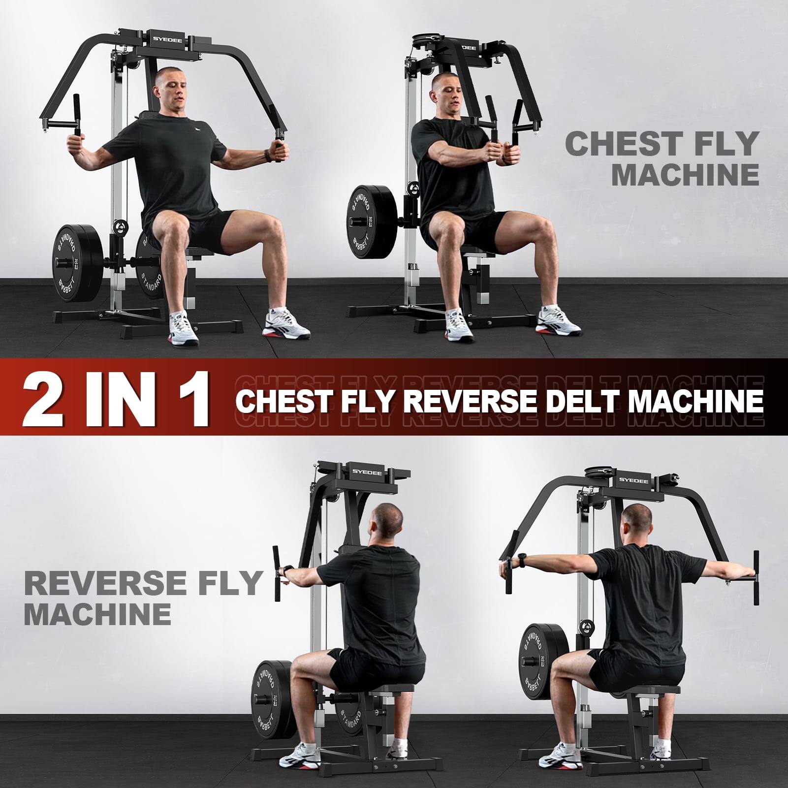 Syedee Chest Fly and Reverse Delt Machine, 400 LBS Upper Body Specialty ...