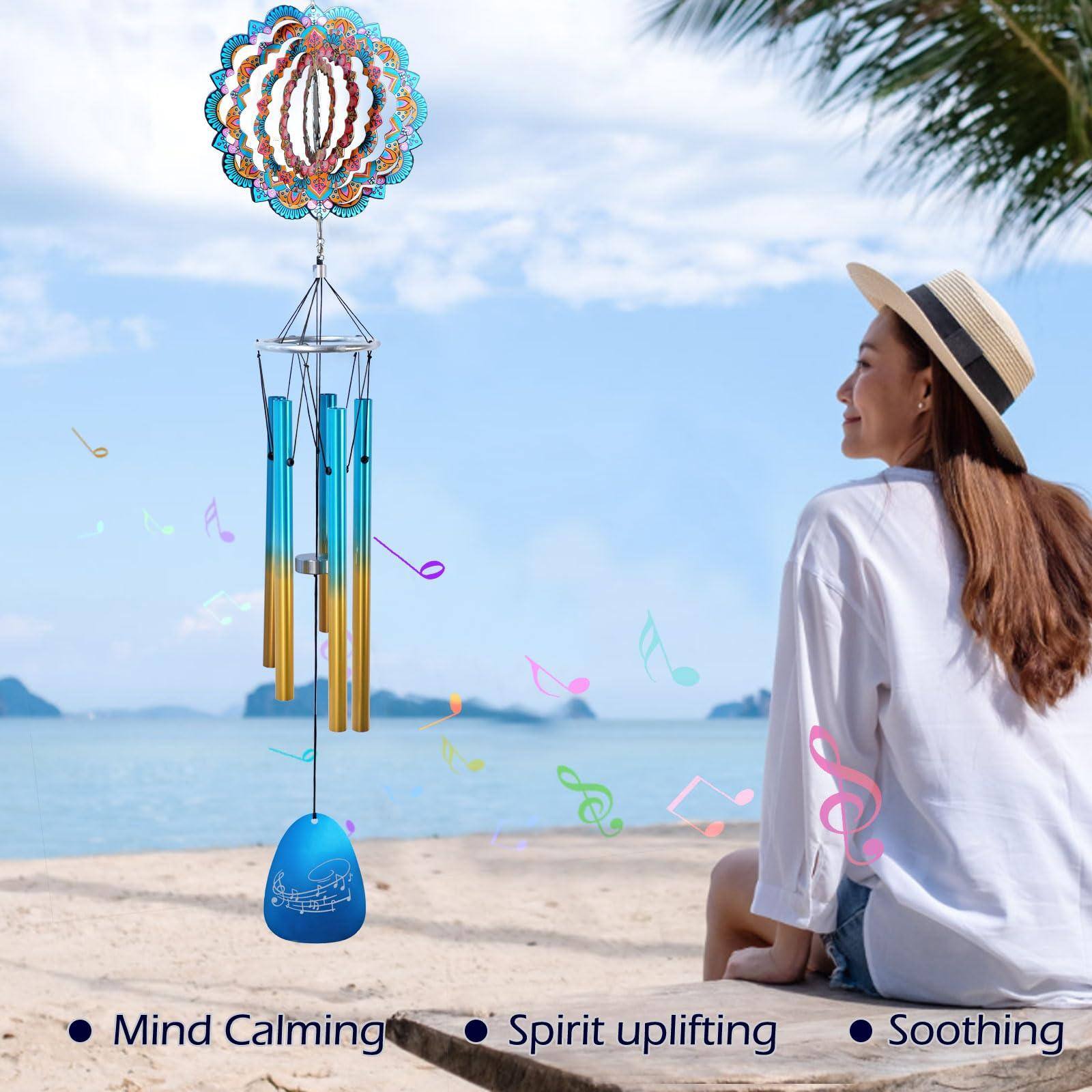 Fabibe Wind Chimes For Outside With Spinner Mandala Lucky Star 33 ...