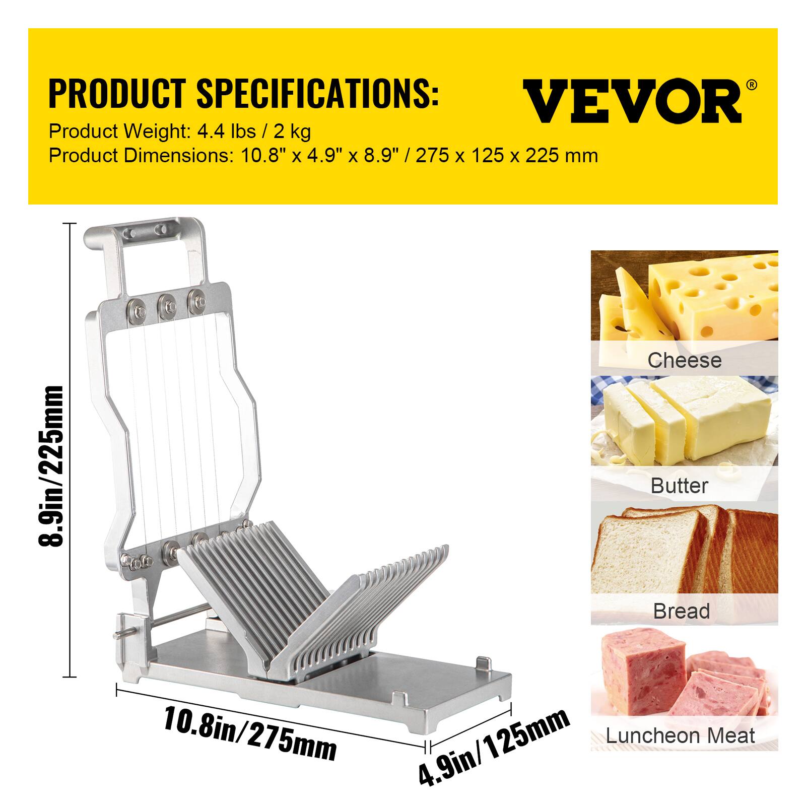 VEVOR Cheese Cutter With Wire 1cm & 2 cm Cheeser Butter Cutting Blade ...