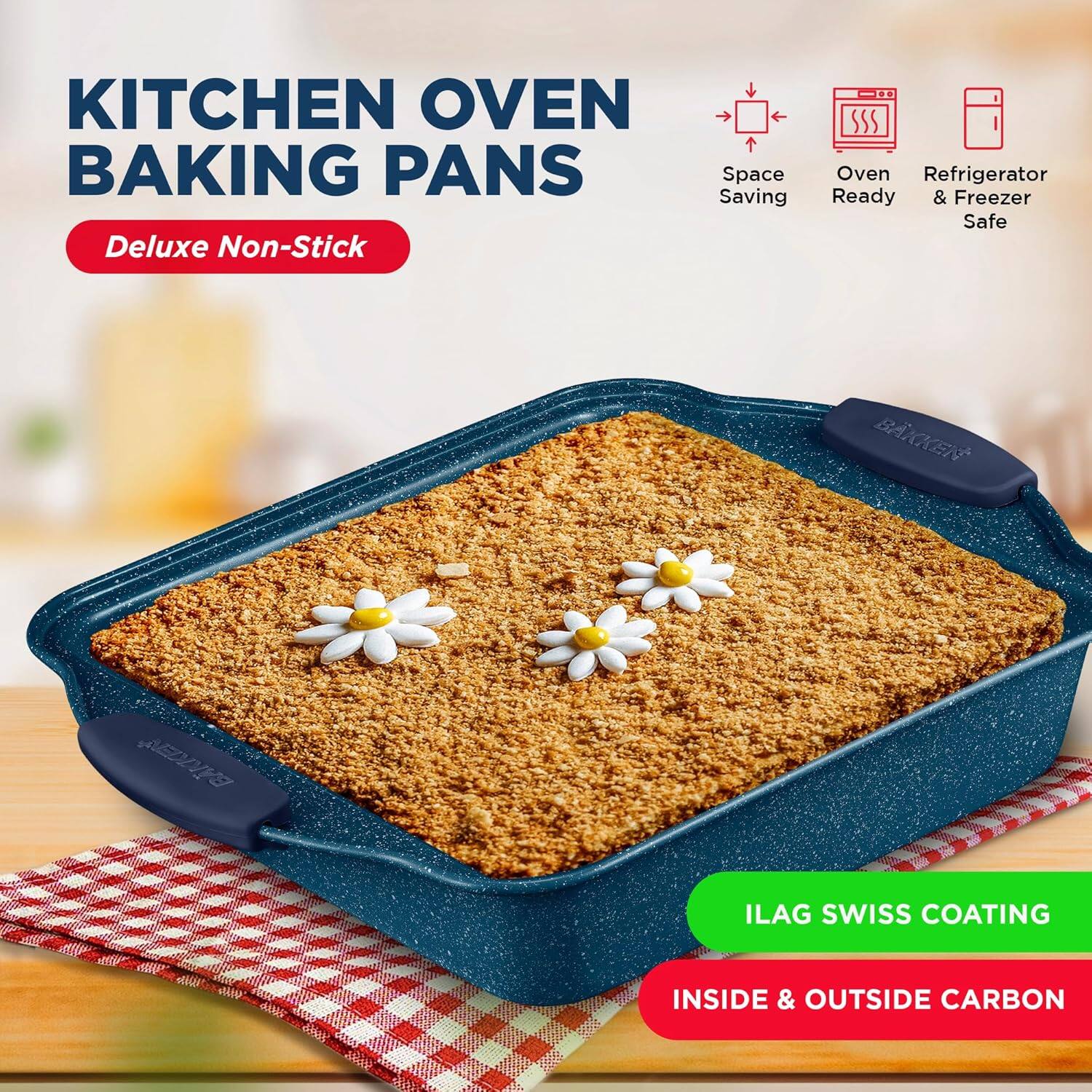 Bakken Swiss BAKKEN Kitchen Baking Pan Set Nonstick Coating, Carbon ...