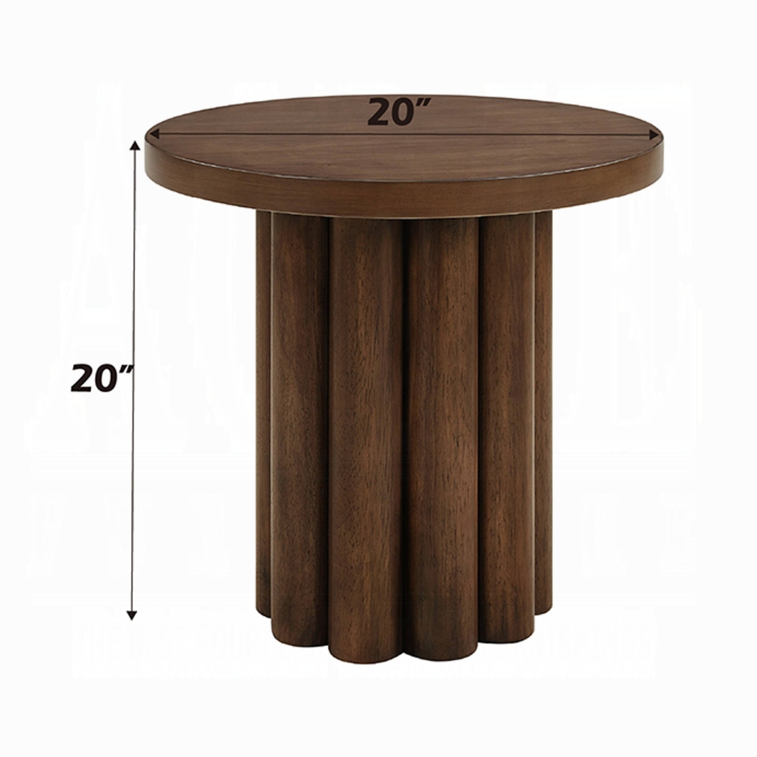 Manhattan Lane Sana Side End Table, 20 Inch Round Top, Rustic Fluted ...