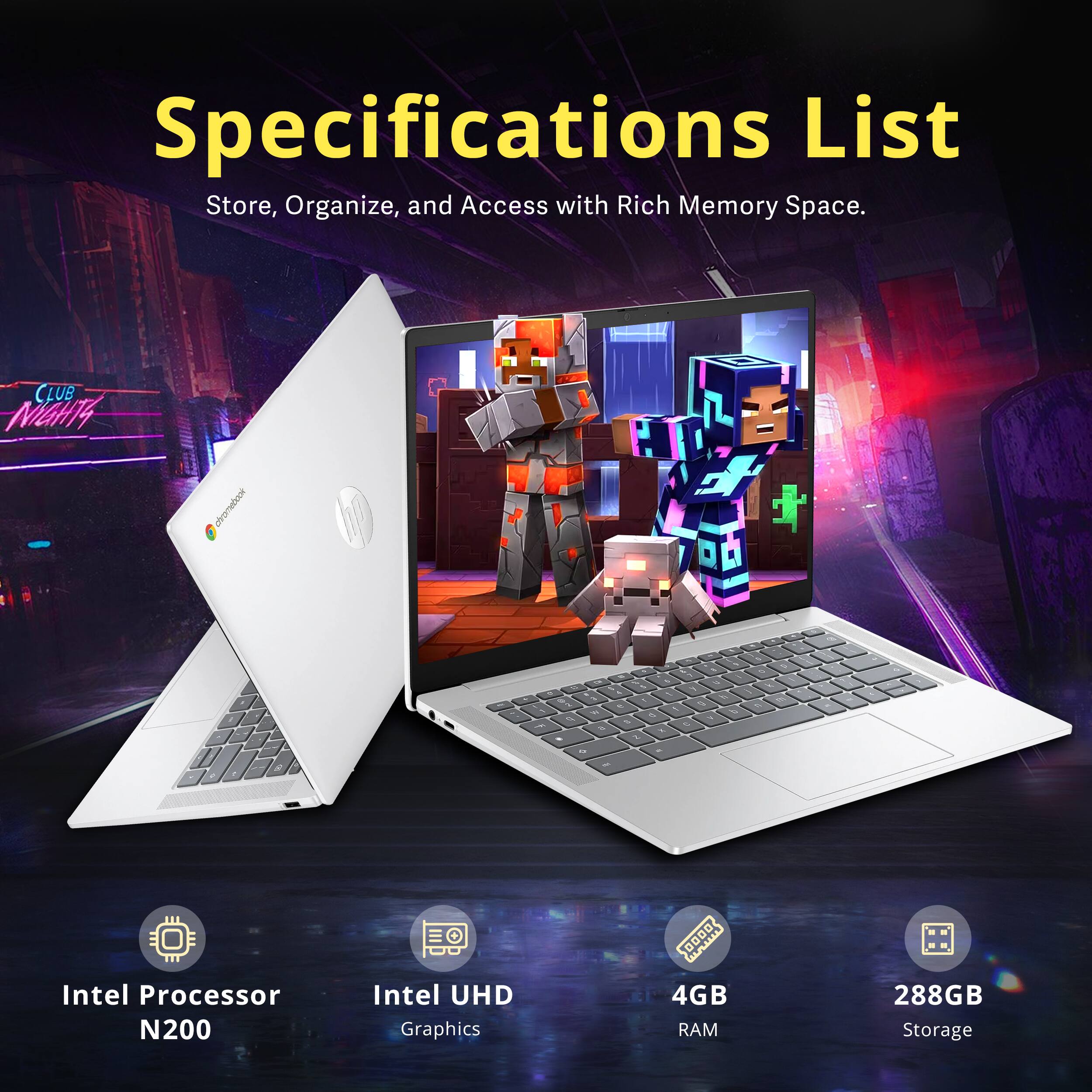 HP 14" Chromebook Laptop, Intel N200 Processor, 4GB LPDDR5,128GB eMMC ...