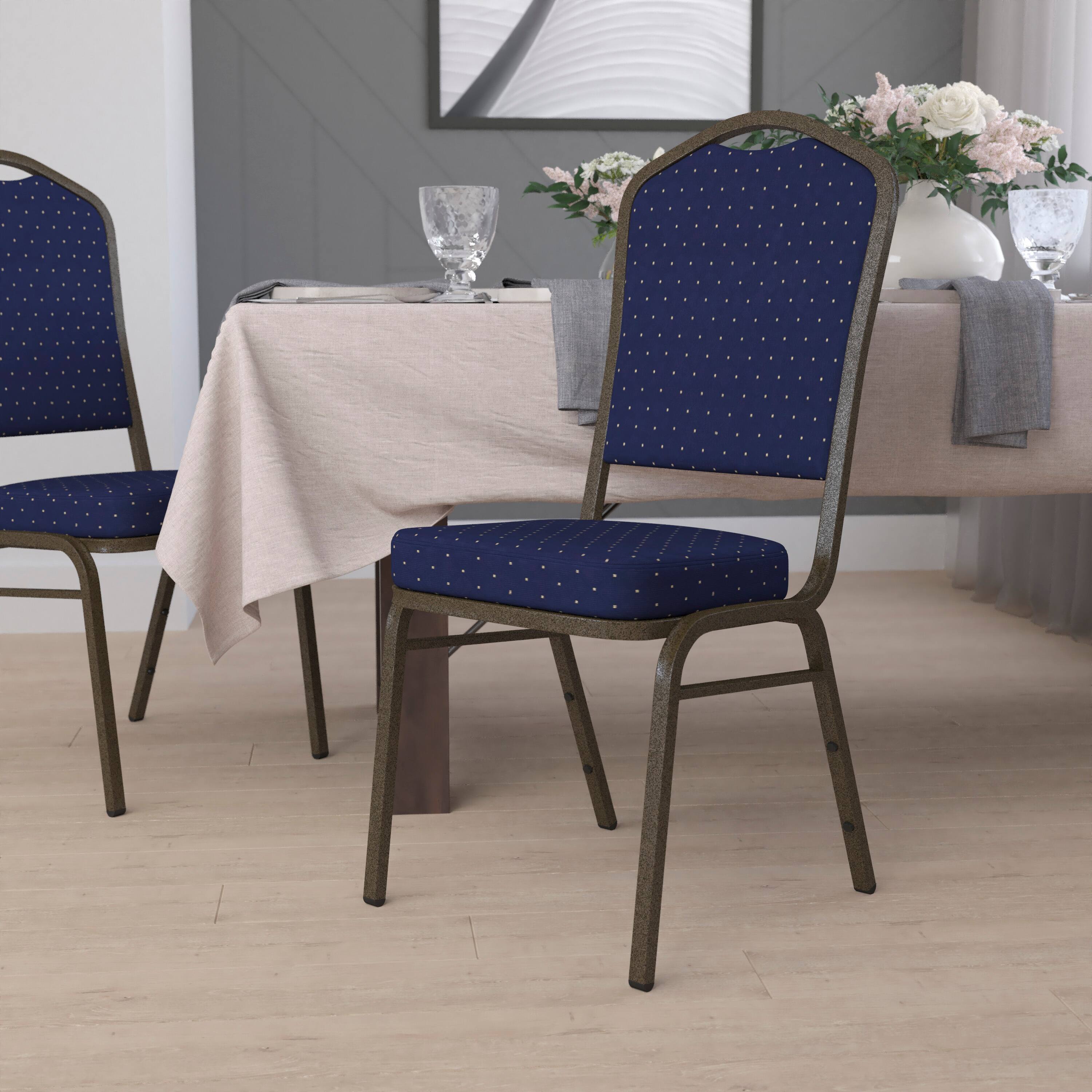 Emma + Oliver 4 Pack Crown Back Stacking Banquet Chair Navy Blue Dot ...