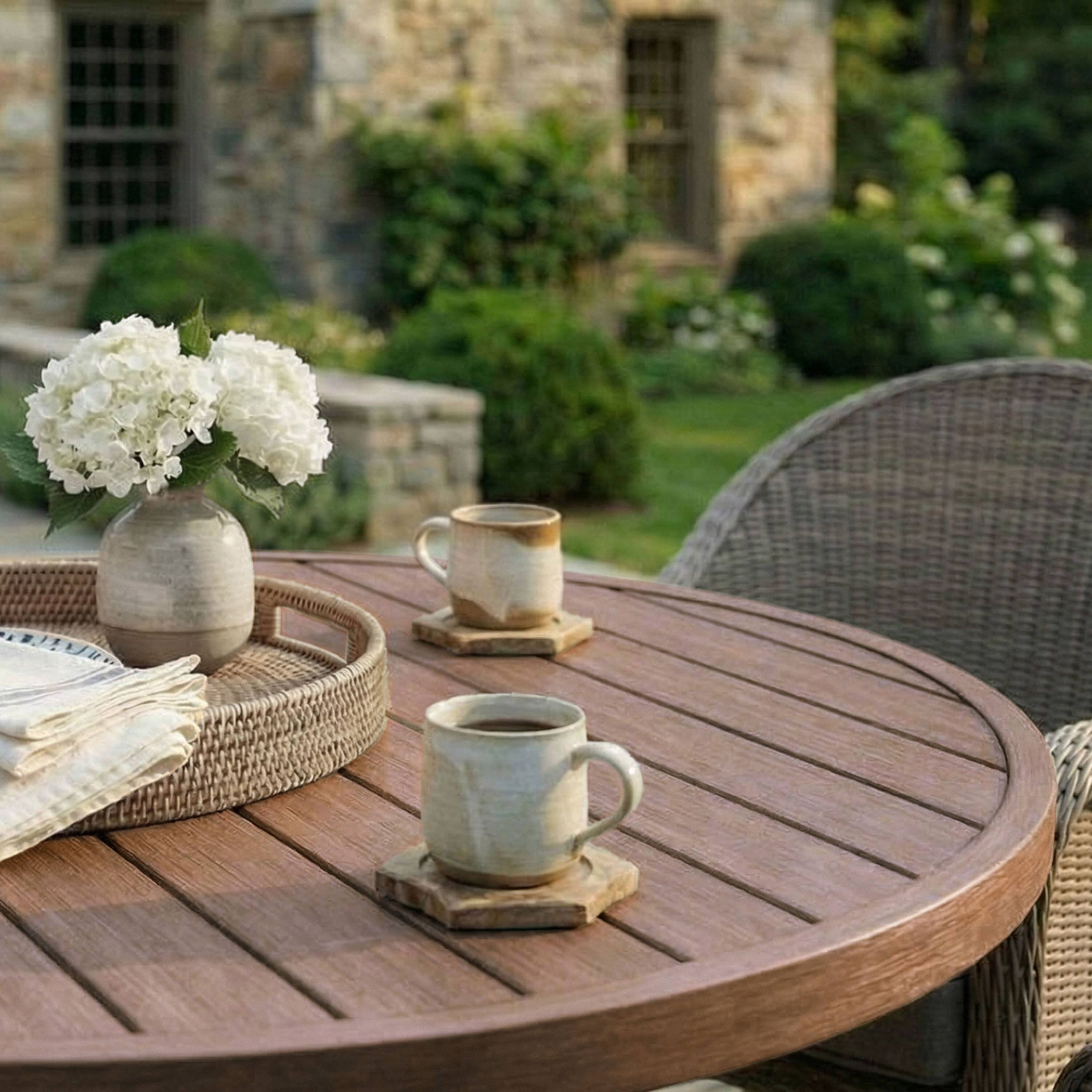Martha Stewart Bedford 36" Round Indoor Outdoor Trestle Base Patio ...