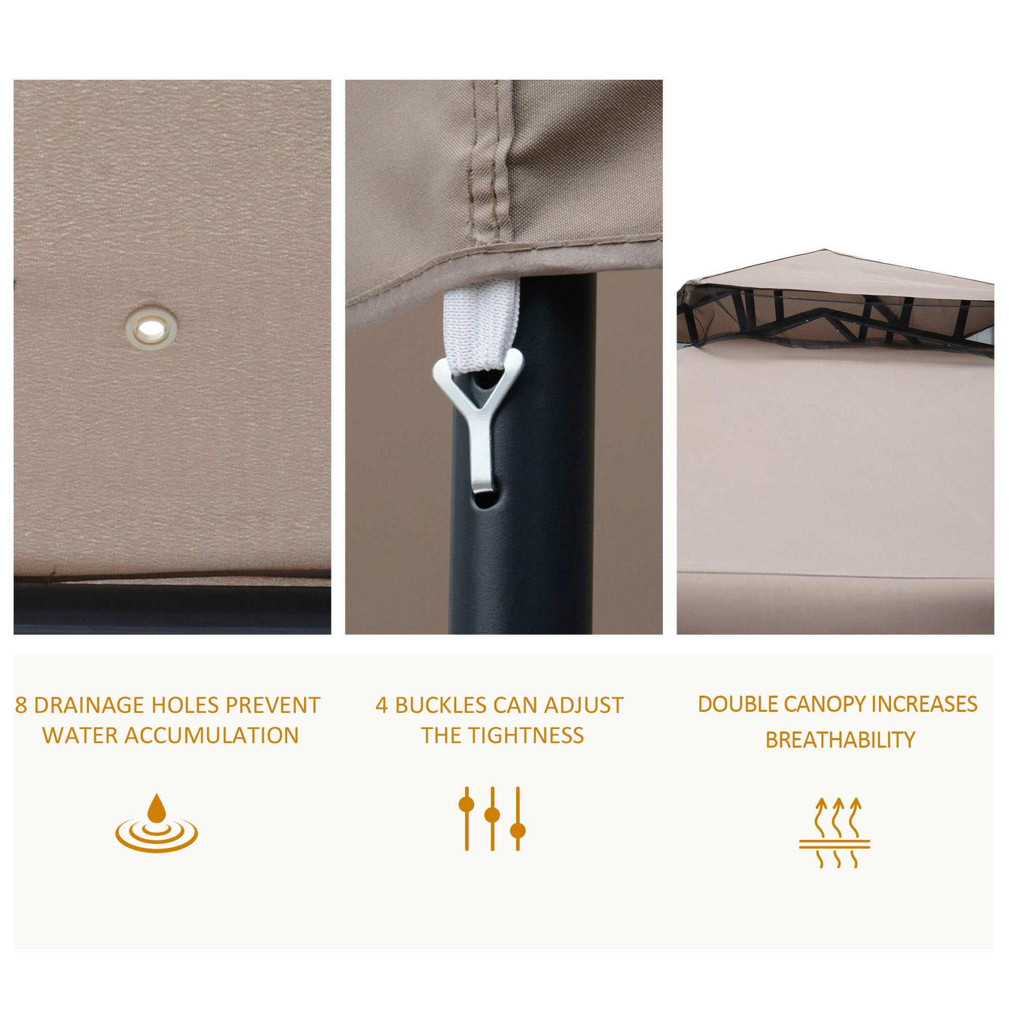 Outsunny 9.6' x 9.6' Patio Gazebo, Outdoor Canopy Shelter with 2 Tier Roof and Netting, Steel ...