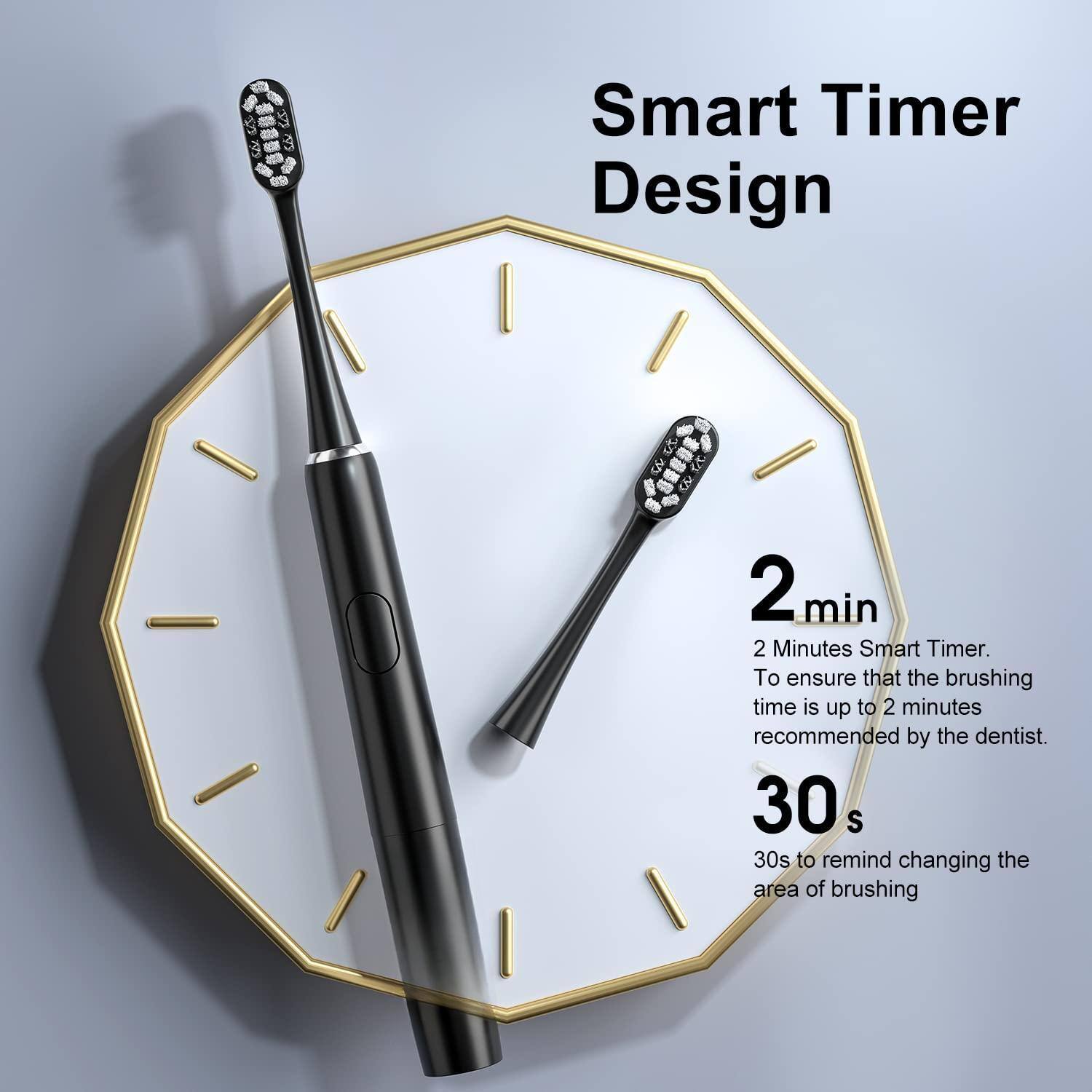 Cozy Serene Sonic Electric Toothbrush For Adults And 3 Brush Heads With ...