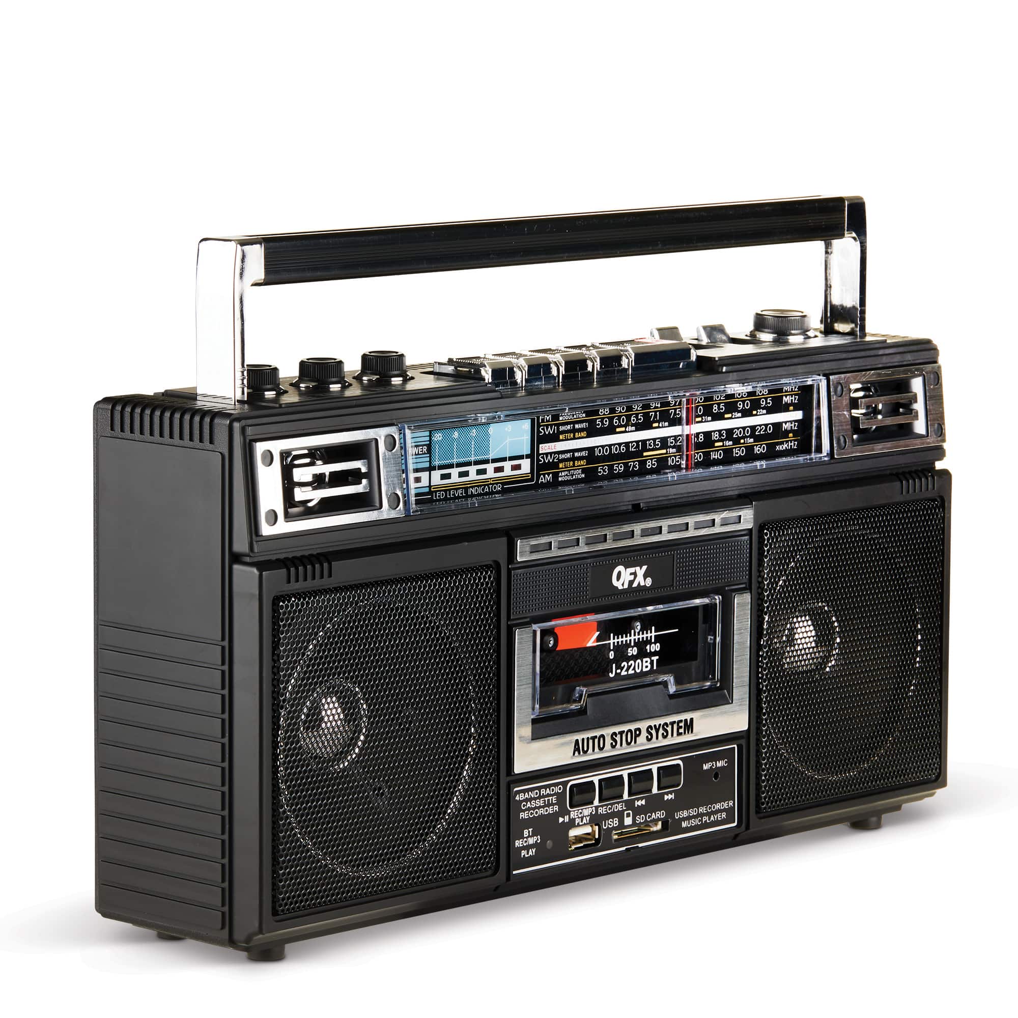Best Buy: QFX Radio/Cassette to MP3 Boombox Converter Black J-220BT