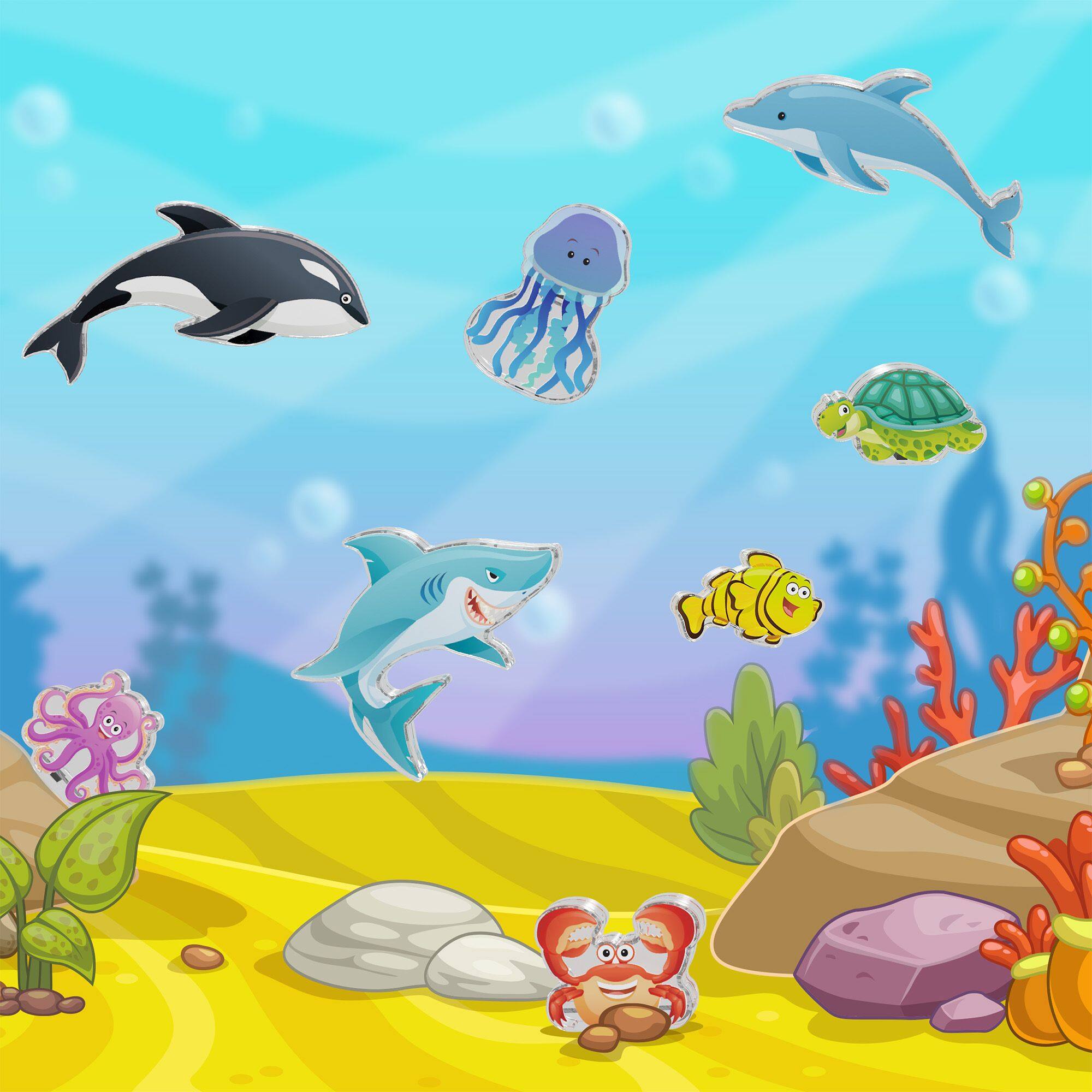 PicassoTiles PICASSO TILES 8 PC Marine Animal Character Theme Set ...