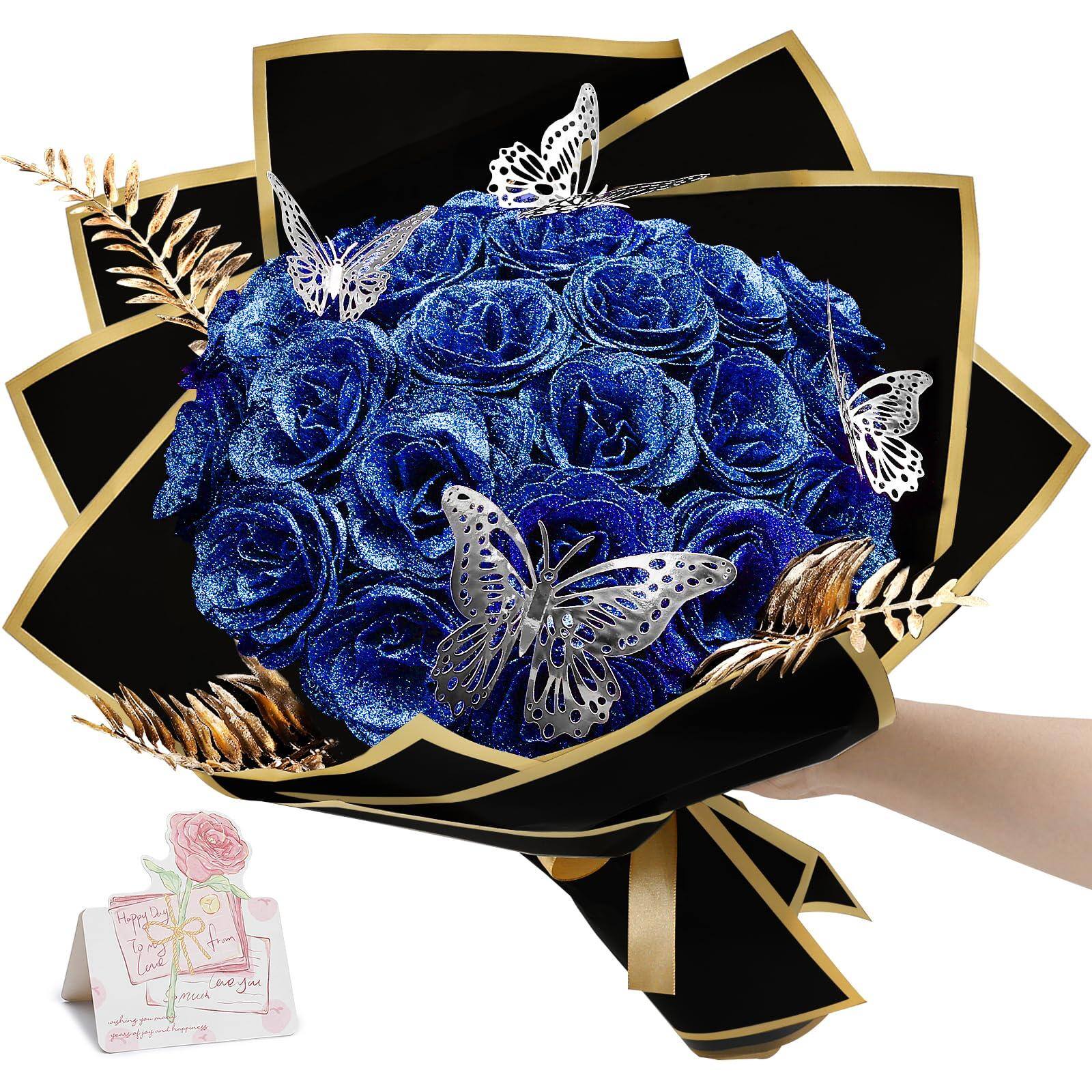 Stylel Star Glitter Roses Bouquet Diy Flowers Bouquets Artificial ...