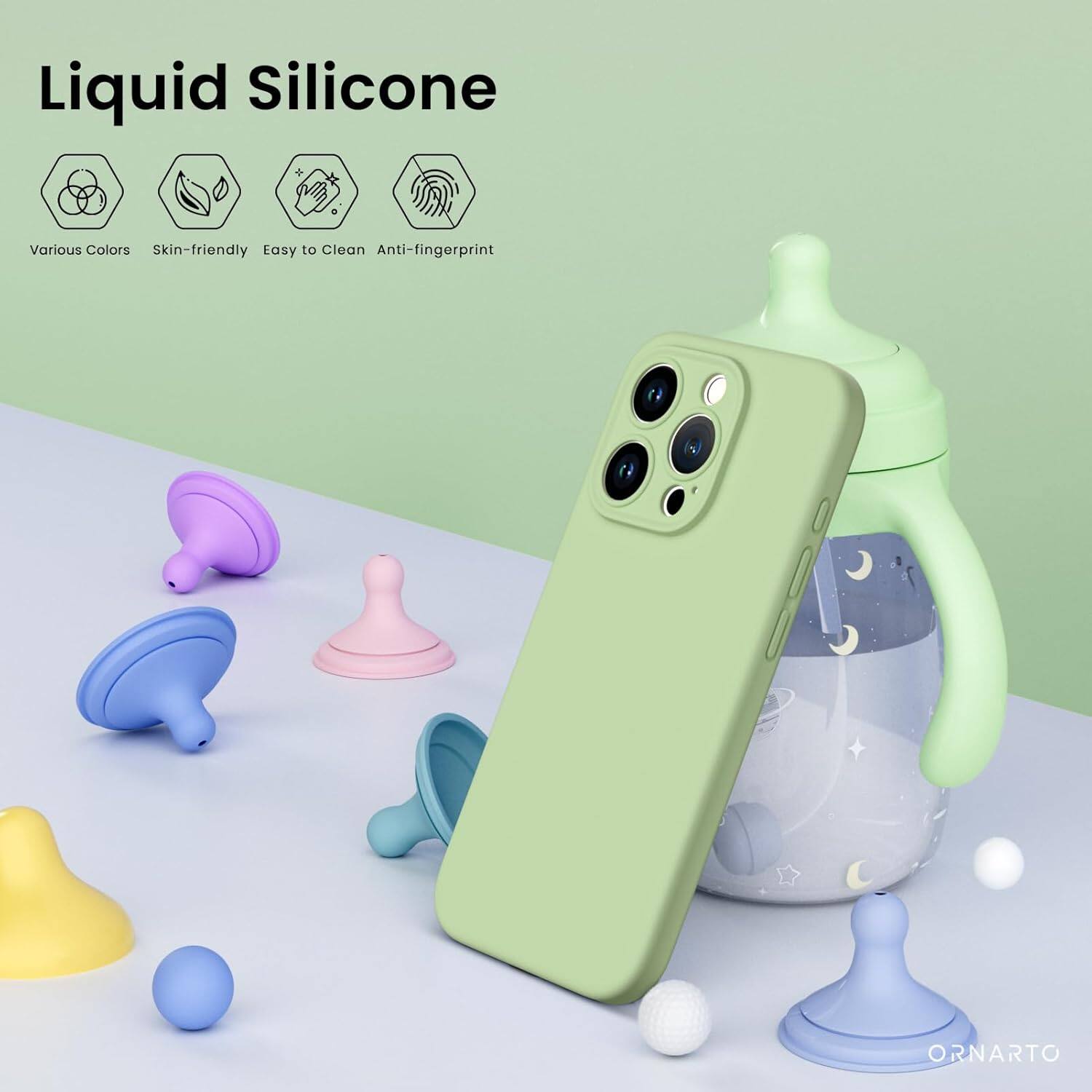 Ornarto Compatible with iPhone 15 Pro Case, with 2 x Screen Protector ...