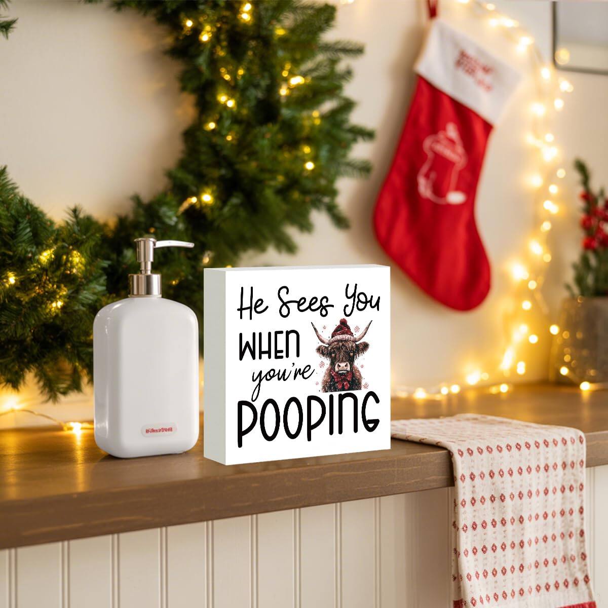 Paradigms Interiors Christmas Bathroom Decor Funny Highland Cow ...
