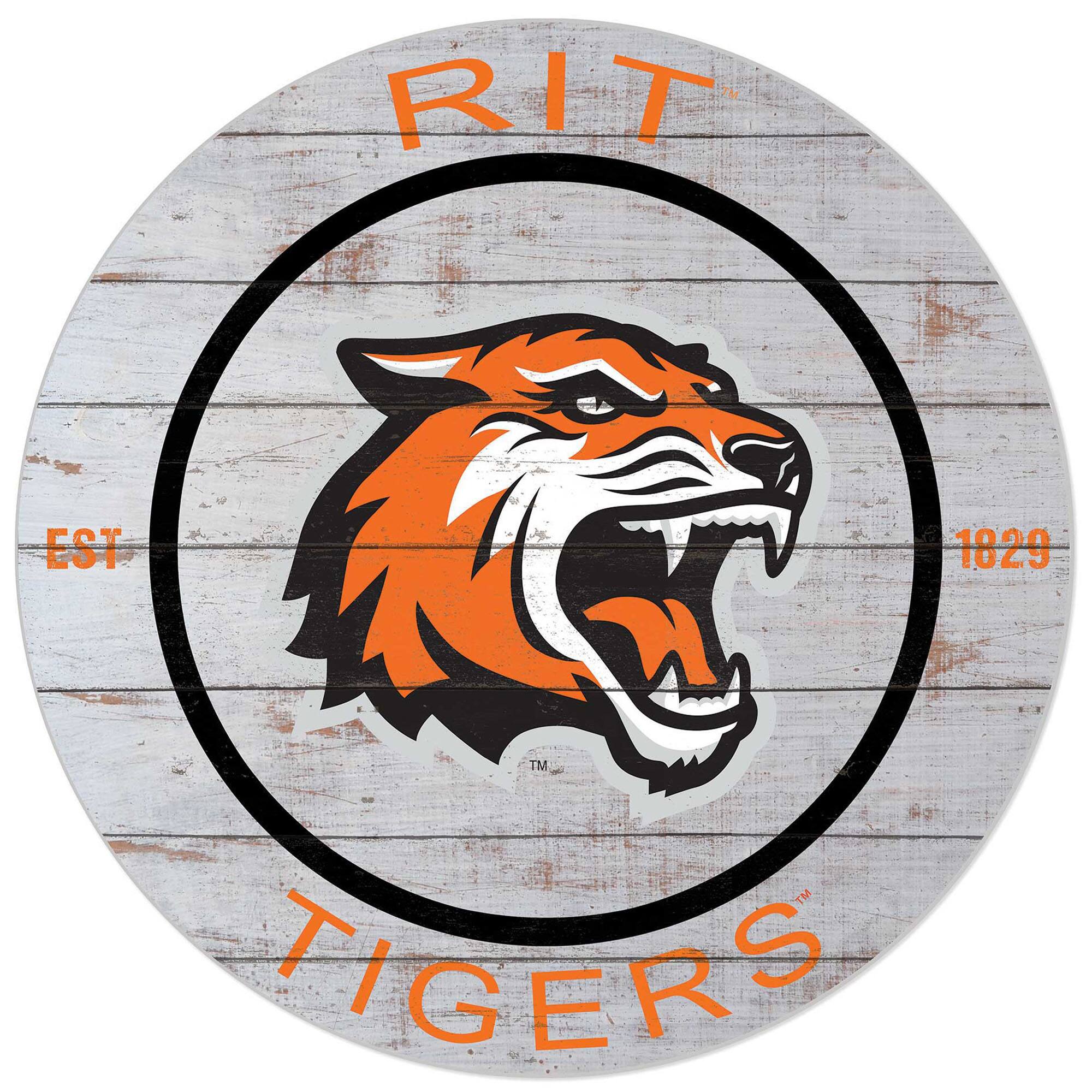Jardine Rochester Institute of Technology Tigers 20'' x 20'' Indoor/Outdoor Weathered Circle ...