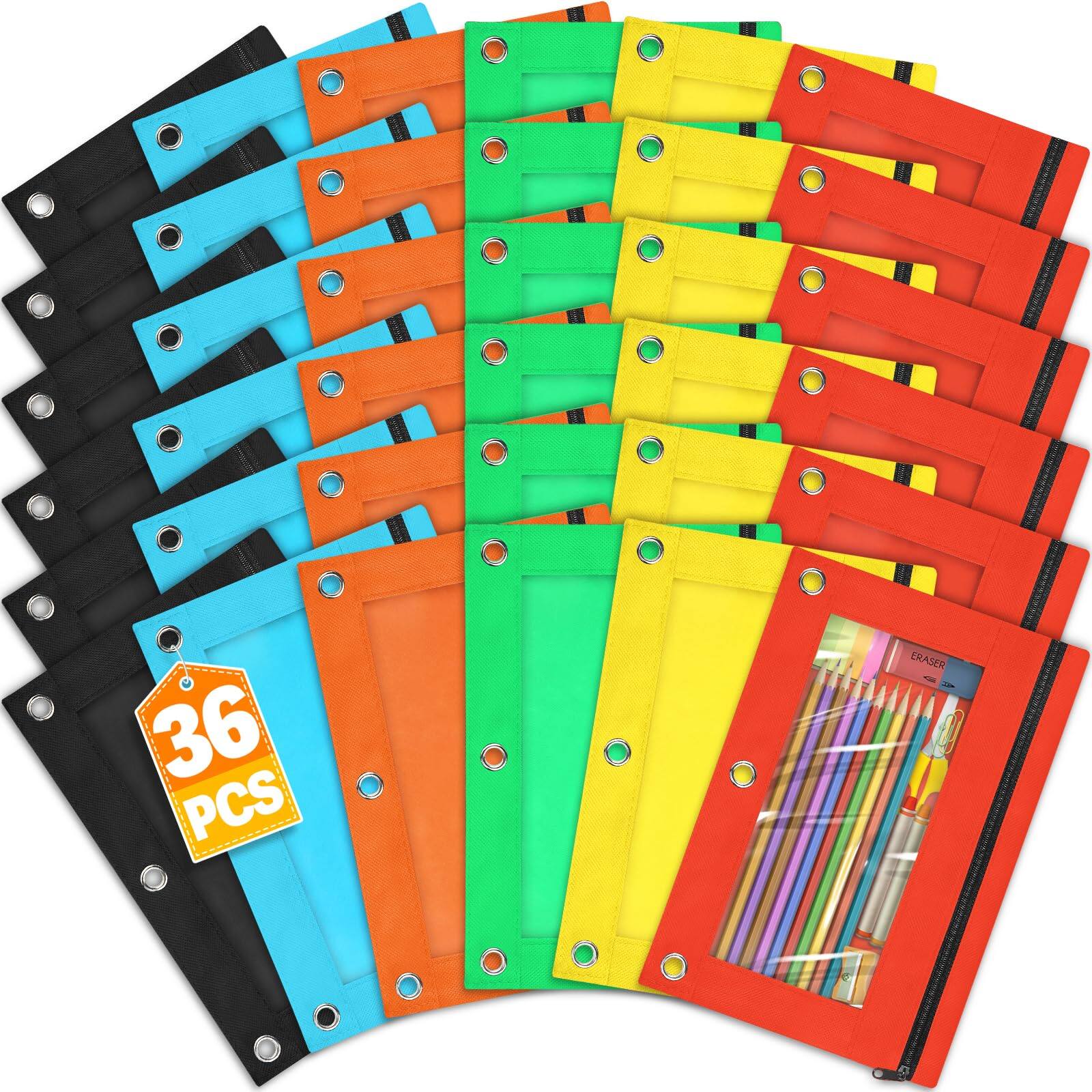 Dapper Styles Pencil Pouch For 3 Ring Binder 36 Packs Zipper Bulk In 6 ...