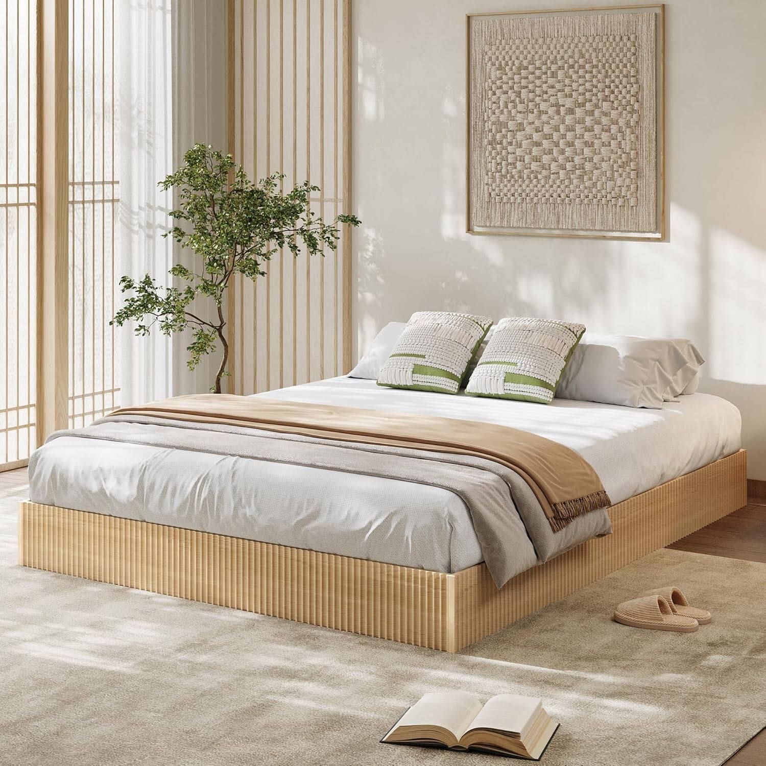 GARVEE King Platform Bed Frame, Fluted Design, Low Profile, Noise Free ...