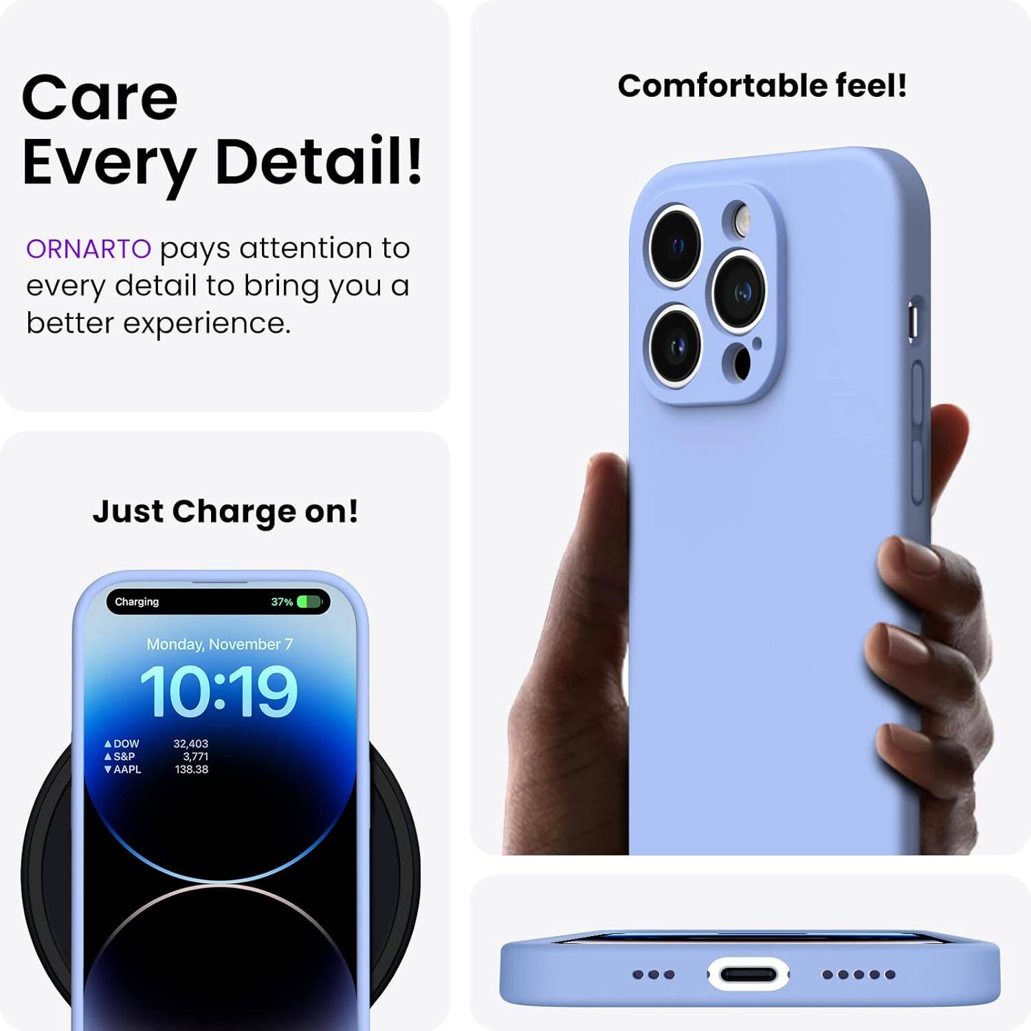 Ornarto Compatible with iPhone 14 Pro Case, Liquid Silicone Protective ...