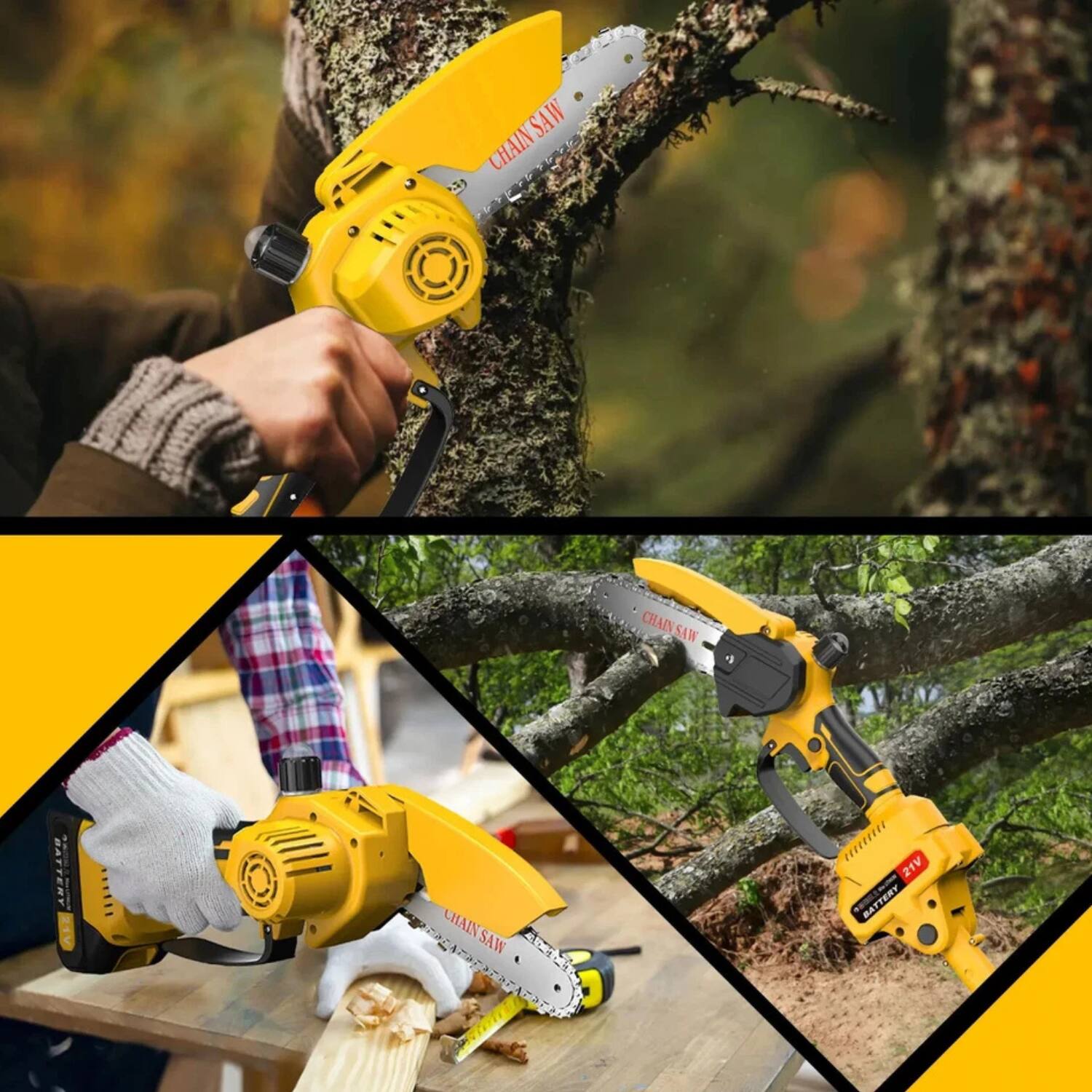 Stock Preferred 2 in 1 Cordless Pole Saw & Mini Chainsaw 6" Brushless ...
