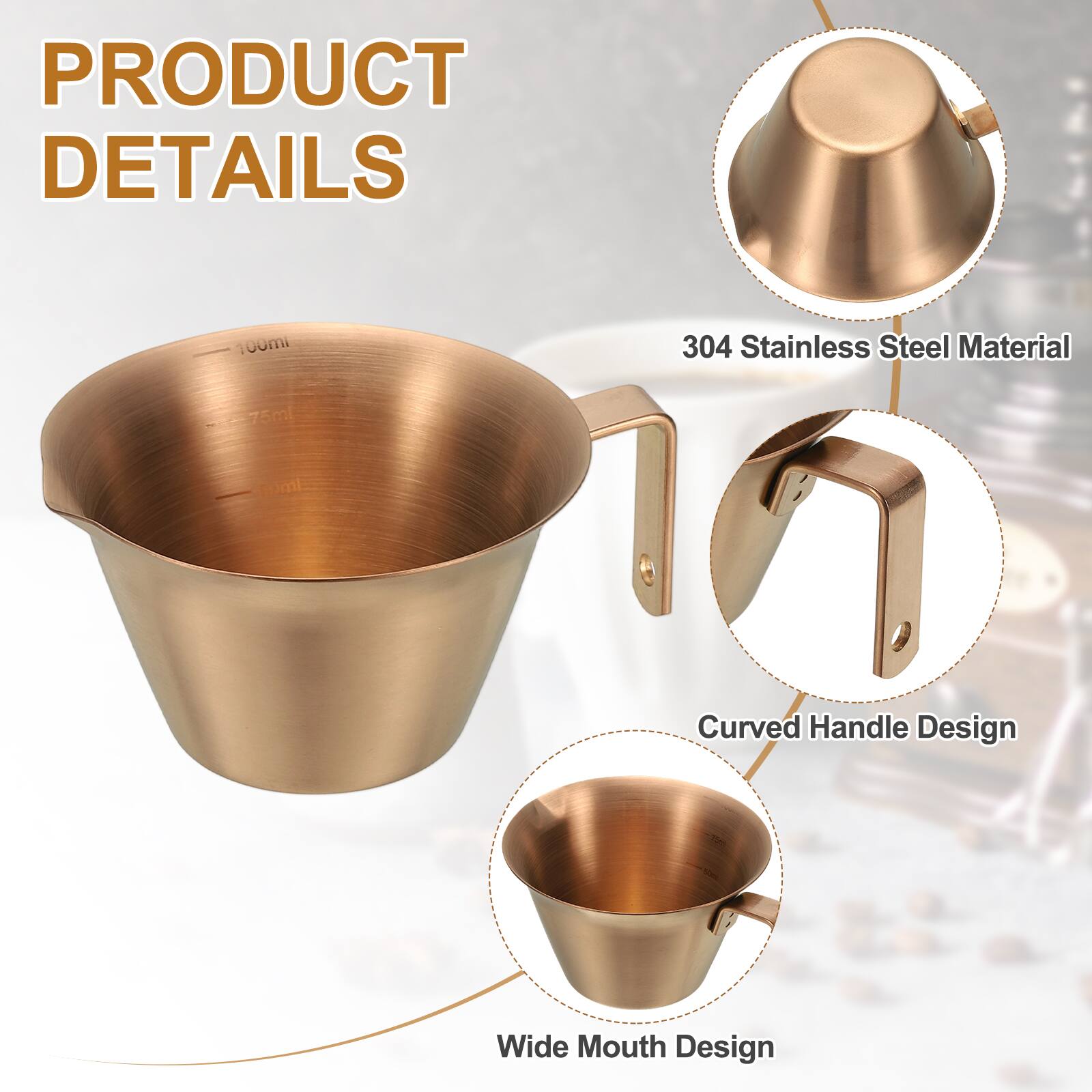 Unique Bargains 2pcs Stainless Steel Espresso Cup with Handle, V Shaped ...