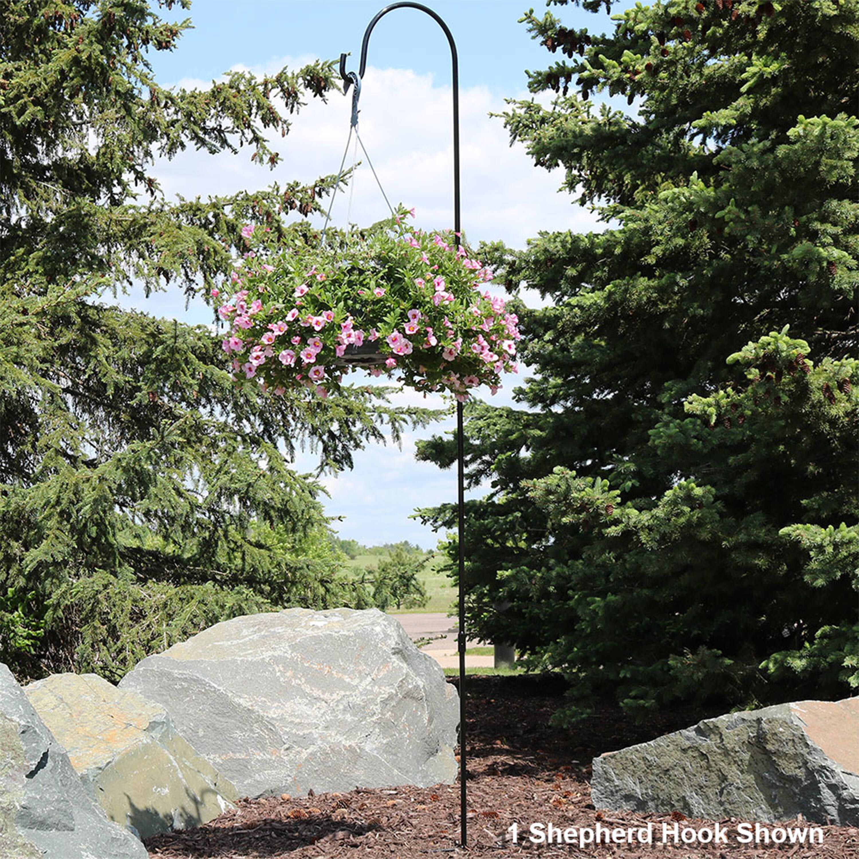 Sunnydaze Steel Hanging Single Shepherd Hooks 82 in Set of 2 Black HMI ...