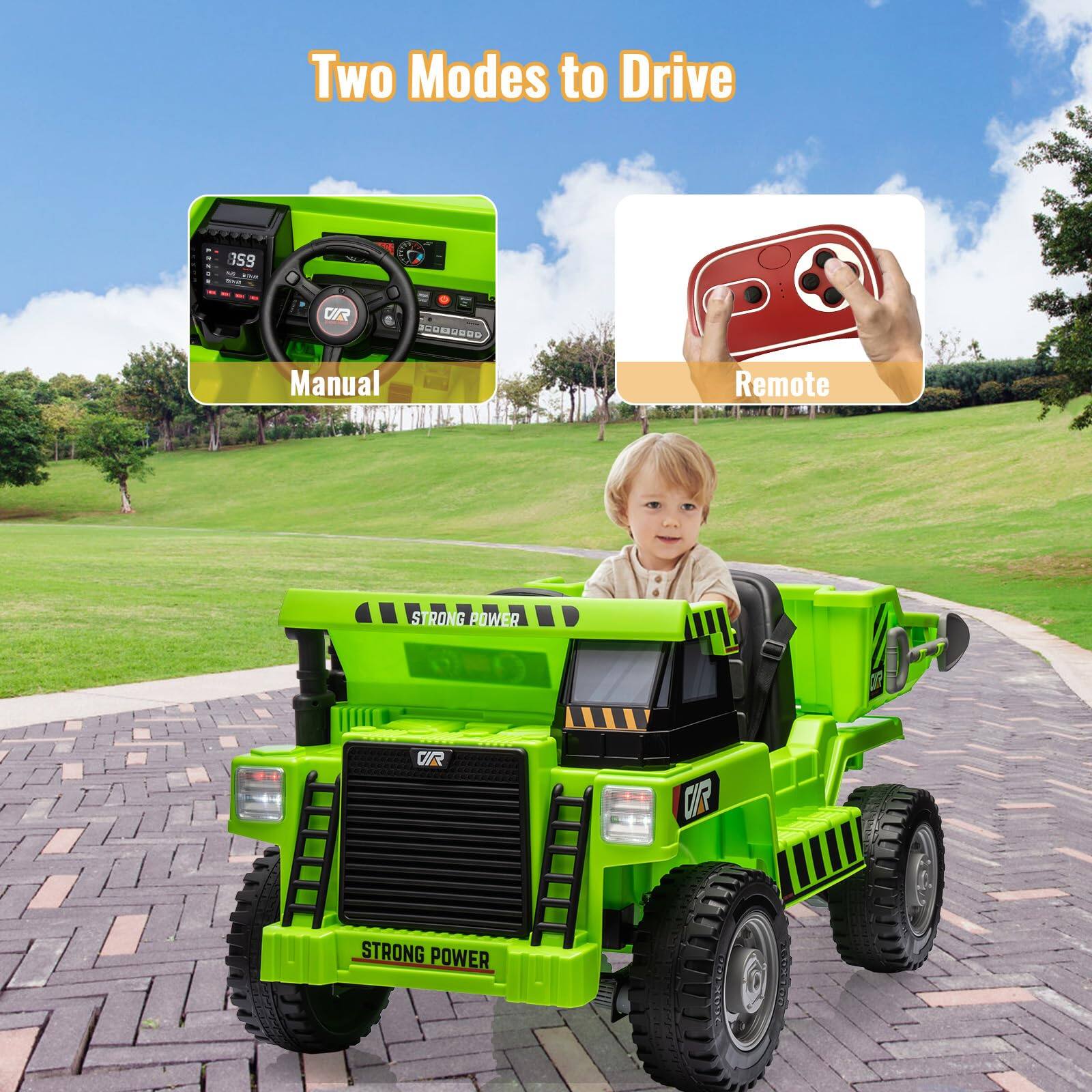 Acekool 12V Kids Electric Dump Truck, Ride On Construction Vehicle with ...
