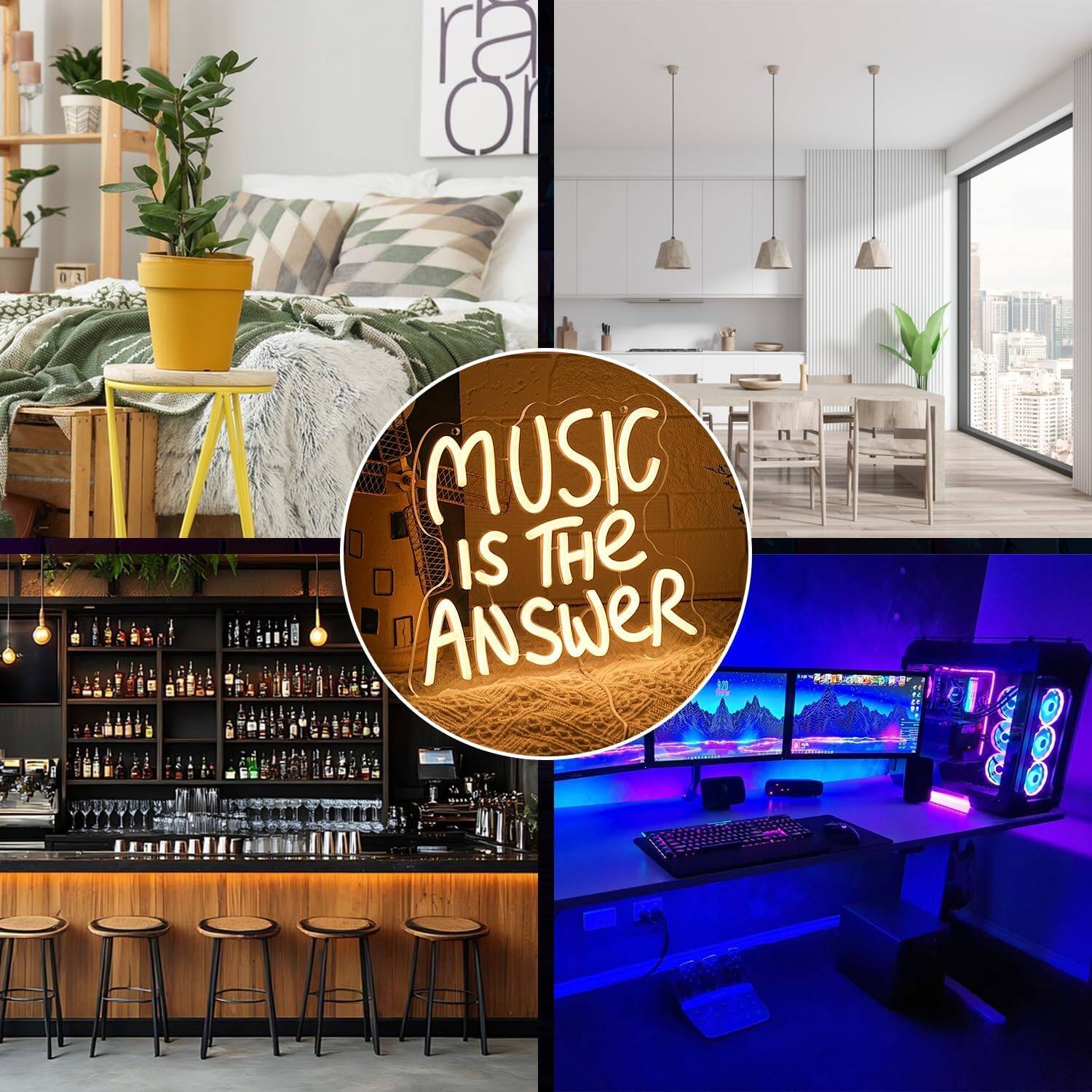 Auledio Music Is The Answer Neon Sign for Wall Decor Letter Neon Light ...