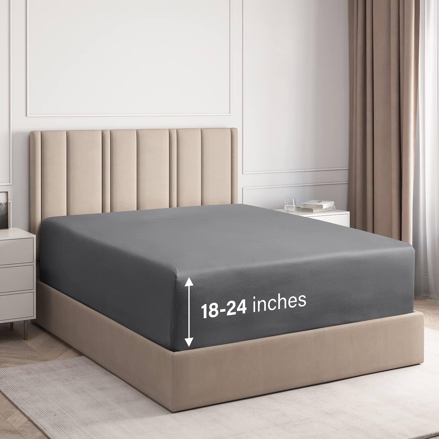 CGK Linens 100% Cotton 400 TC Fitted Sheet Only Extra Deep Pocket for ...