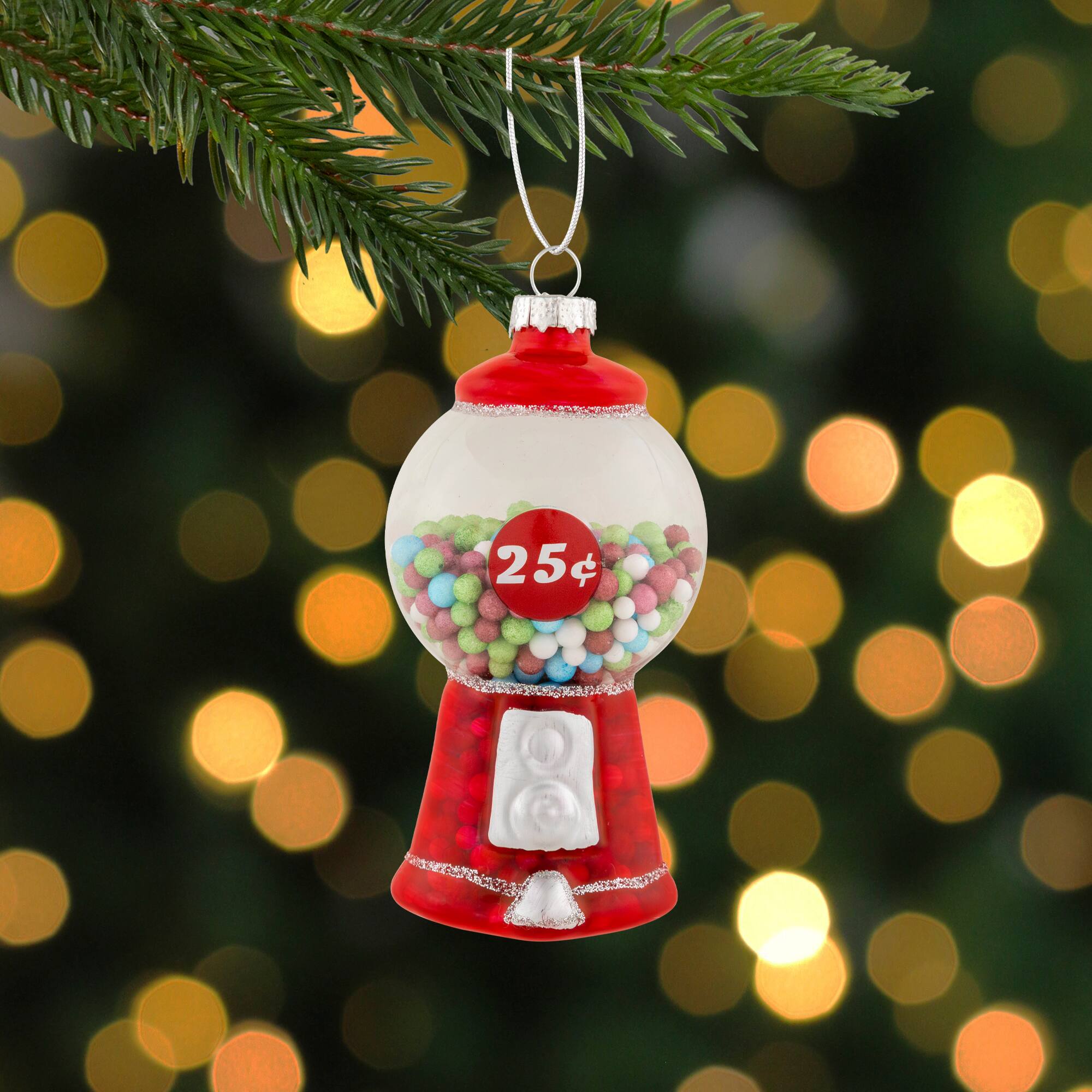 Northlight 4" Retro Gumball Machine Glass Christmas Ornament Red ...