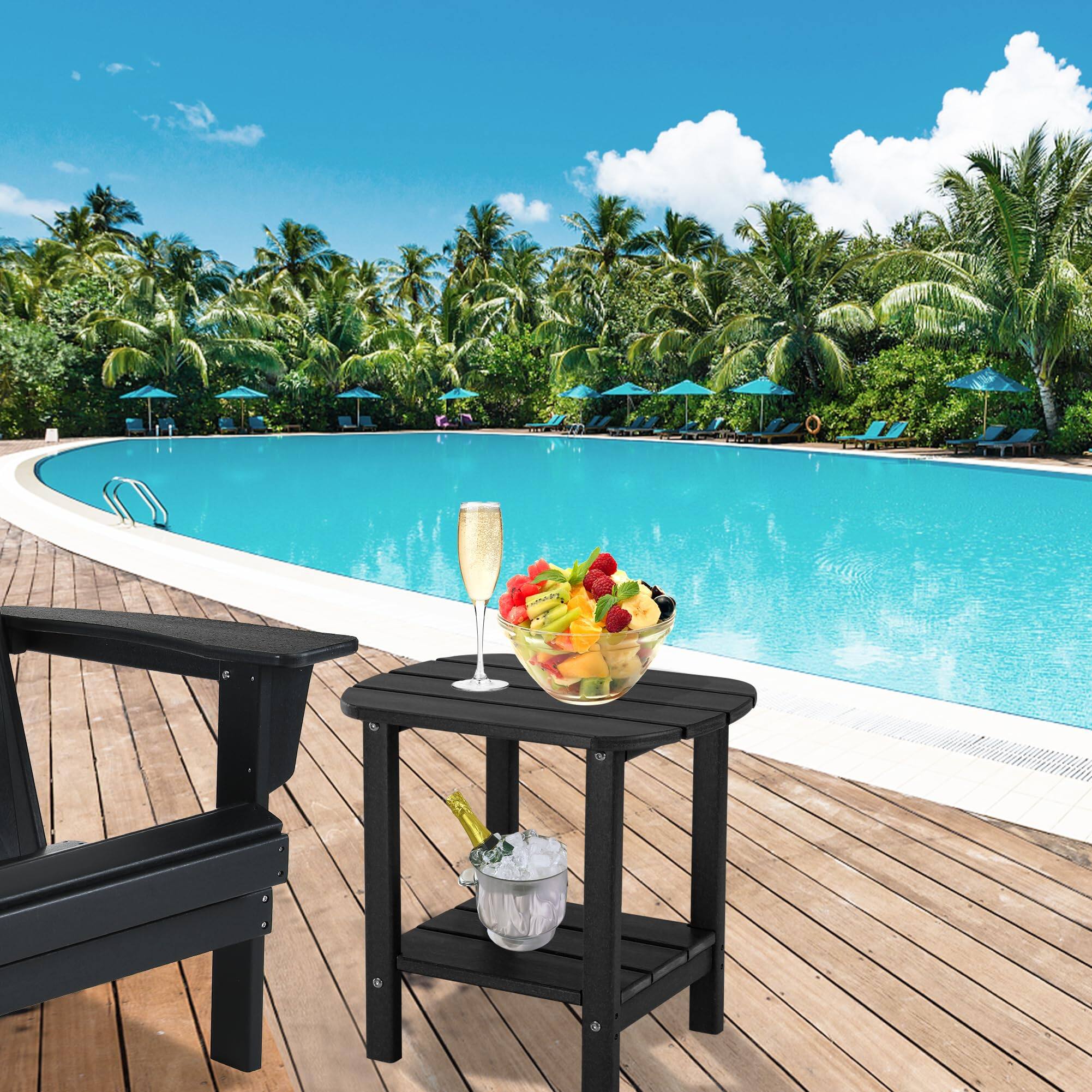 JETRANSPORT Double Adirondack Side Table Outdoor Tables End For Patio ...