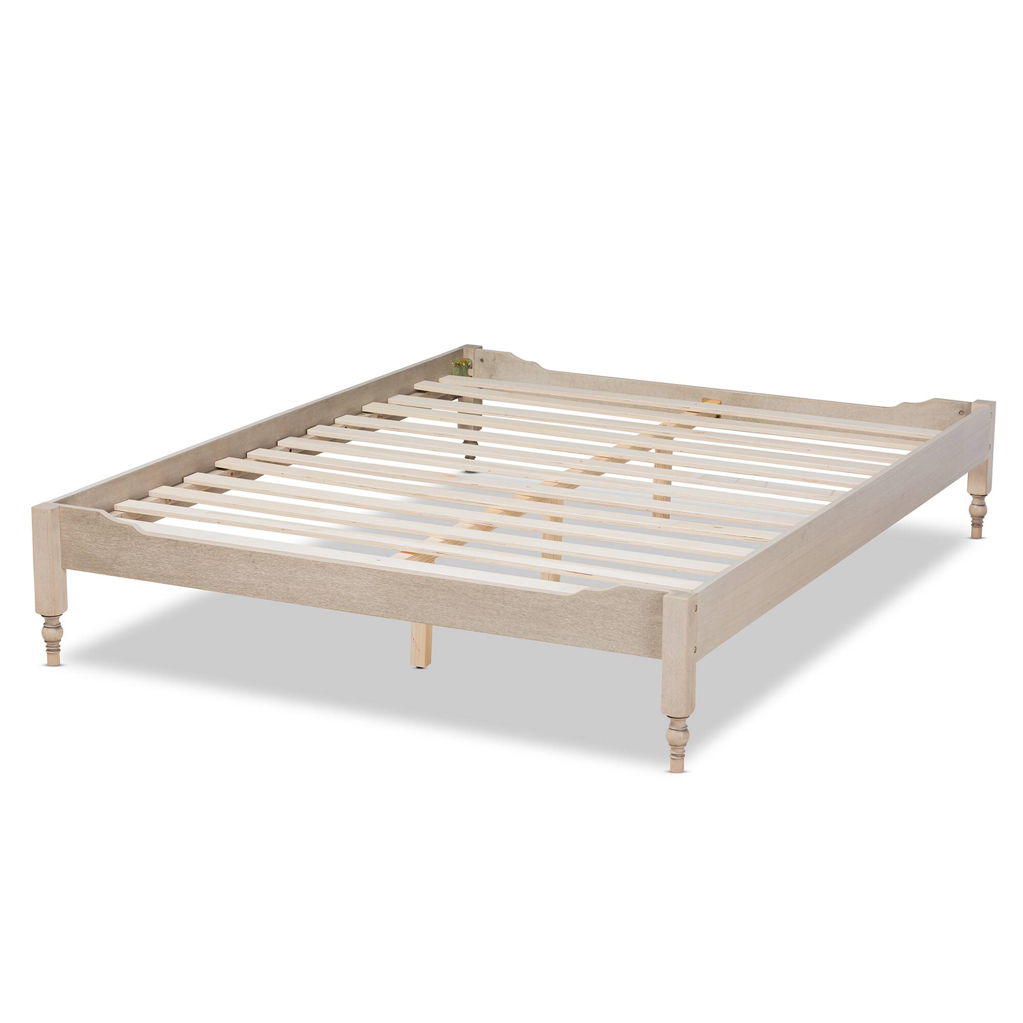 Baxton Studio Laure French Bohemian Oak Finished Wood Platform Bed Frame Antique White 10206 ...