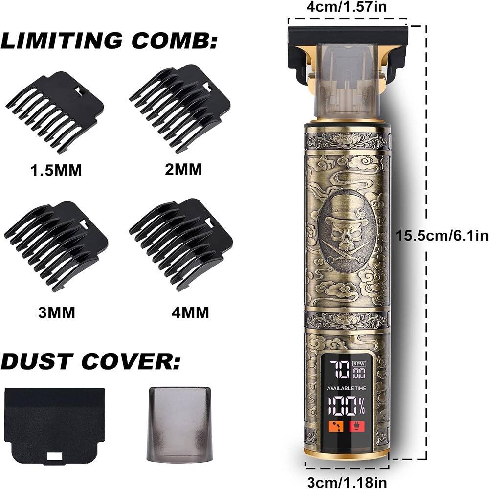 RTMB Hair Clippers with Four Limit Combs, Cordless Rechargeable with ...