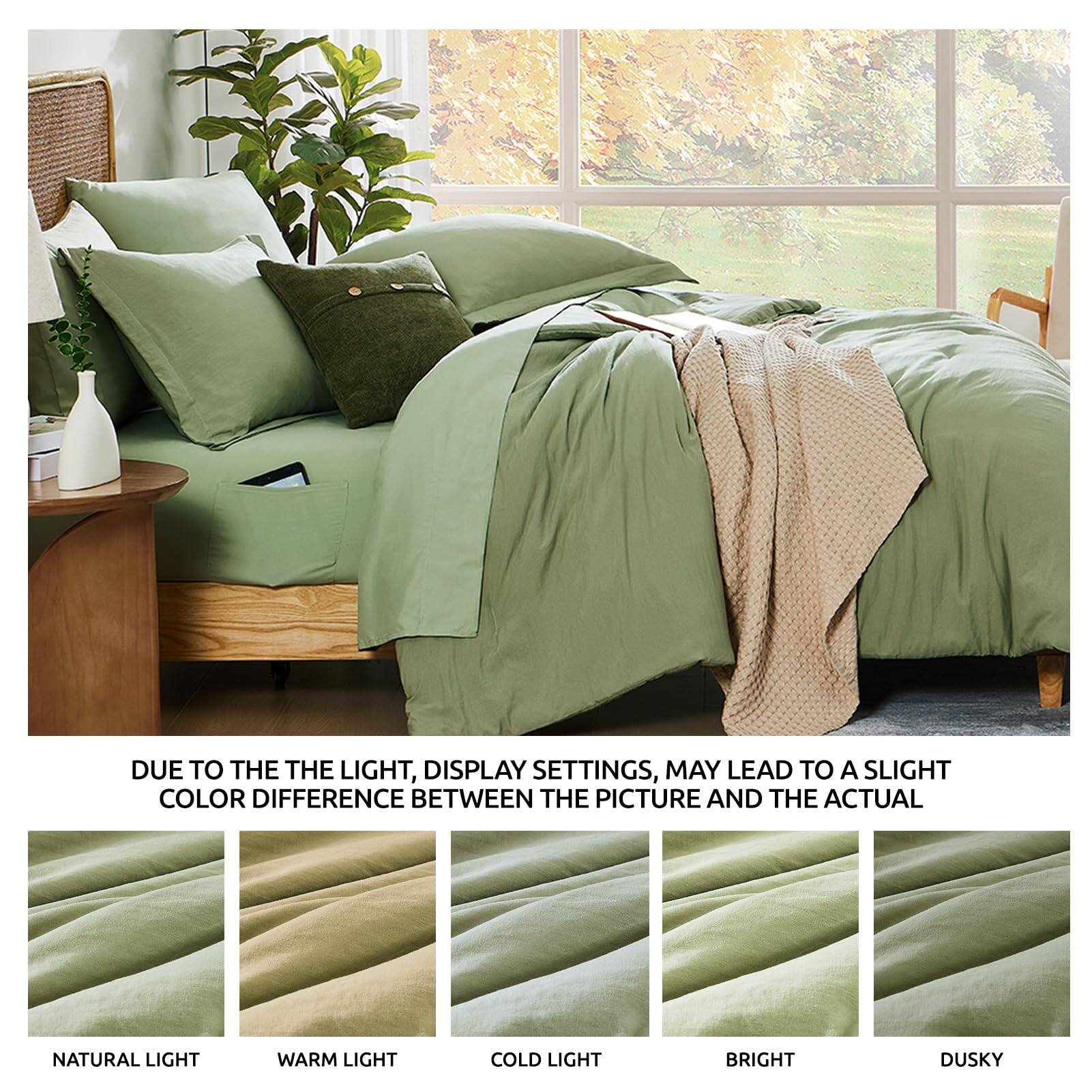 NICHOLAS KLEIN Queen Comforter Set Sage Soft Bed In A Bag With Fitted ...