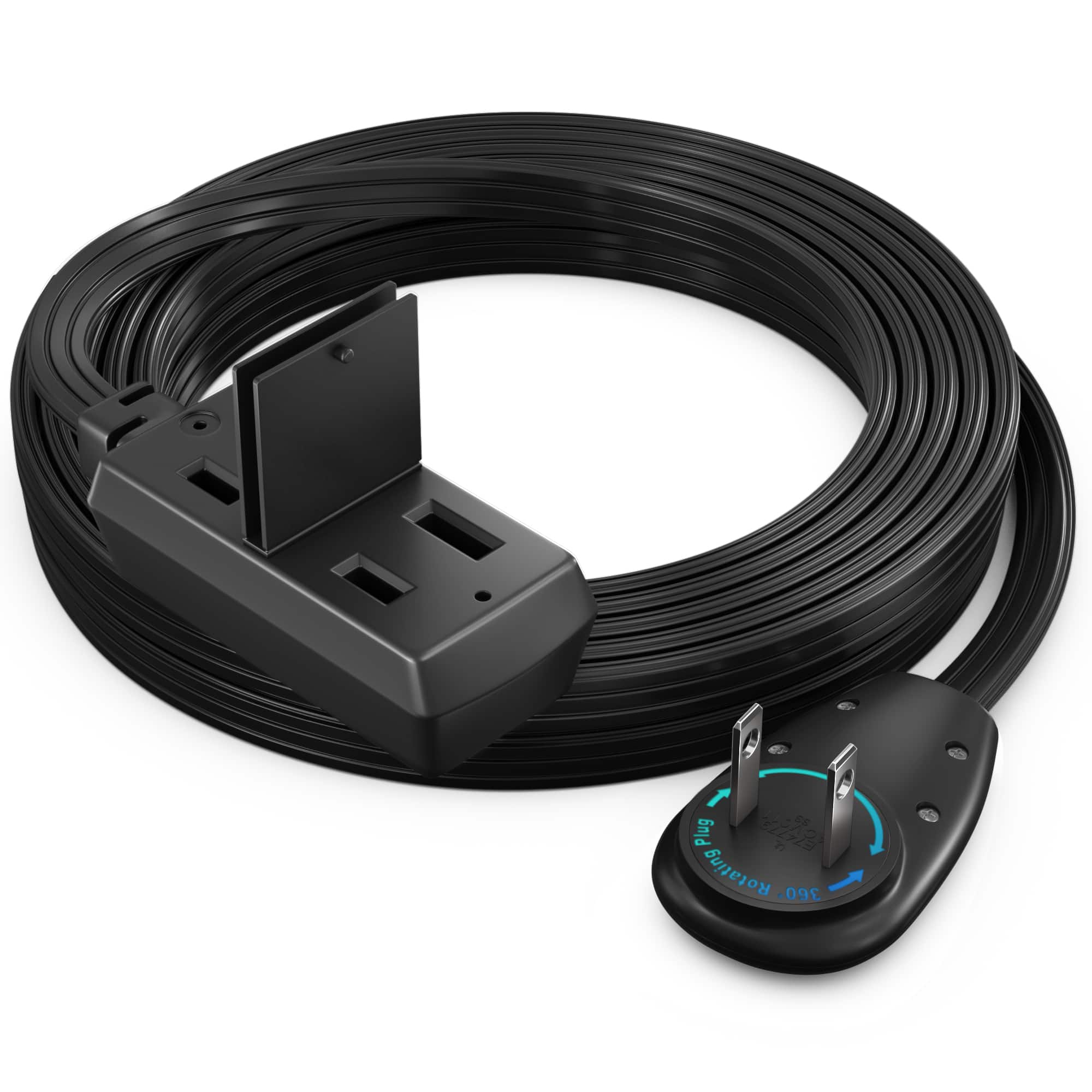 Flat Maximm - 10ft 360° Rotating Plug Extension Cord/Wire, 16 AWG Multi ...