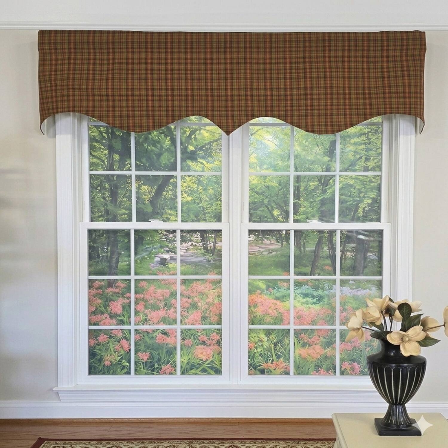 RLF Home Barn Plaid Regal Window Valance 100% Cotton Lined Rod Pocket ...