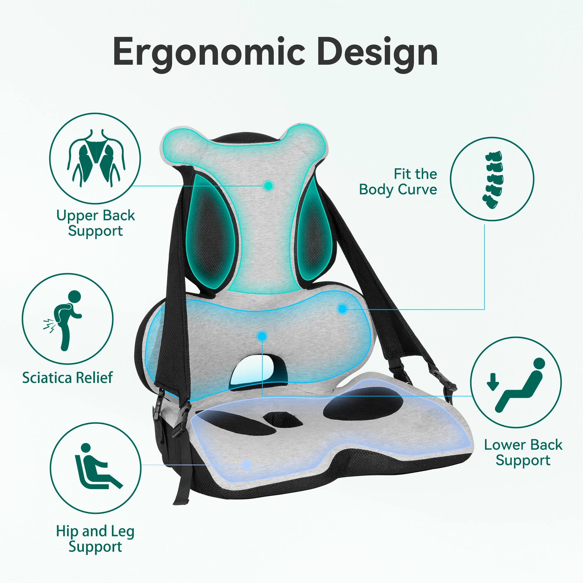 Snailax Memory Foam Office Chair Cushion with Lumbar Support Pillow ...