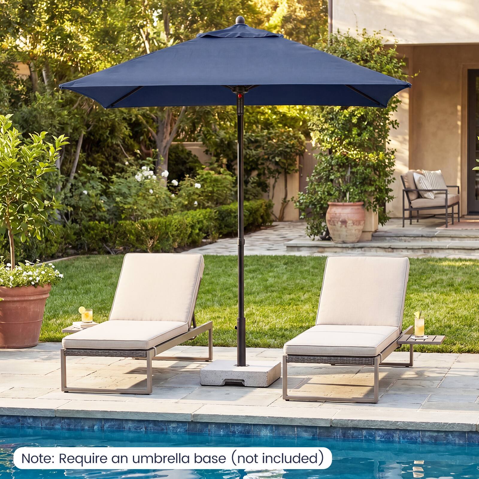Gymax 7 ft Square Patio Umbrella w/Push Button Opening Top Ventilation ...
