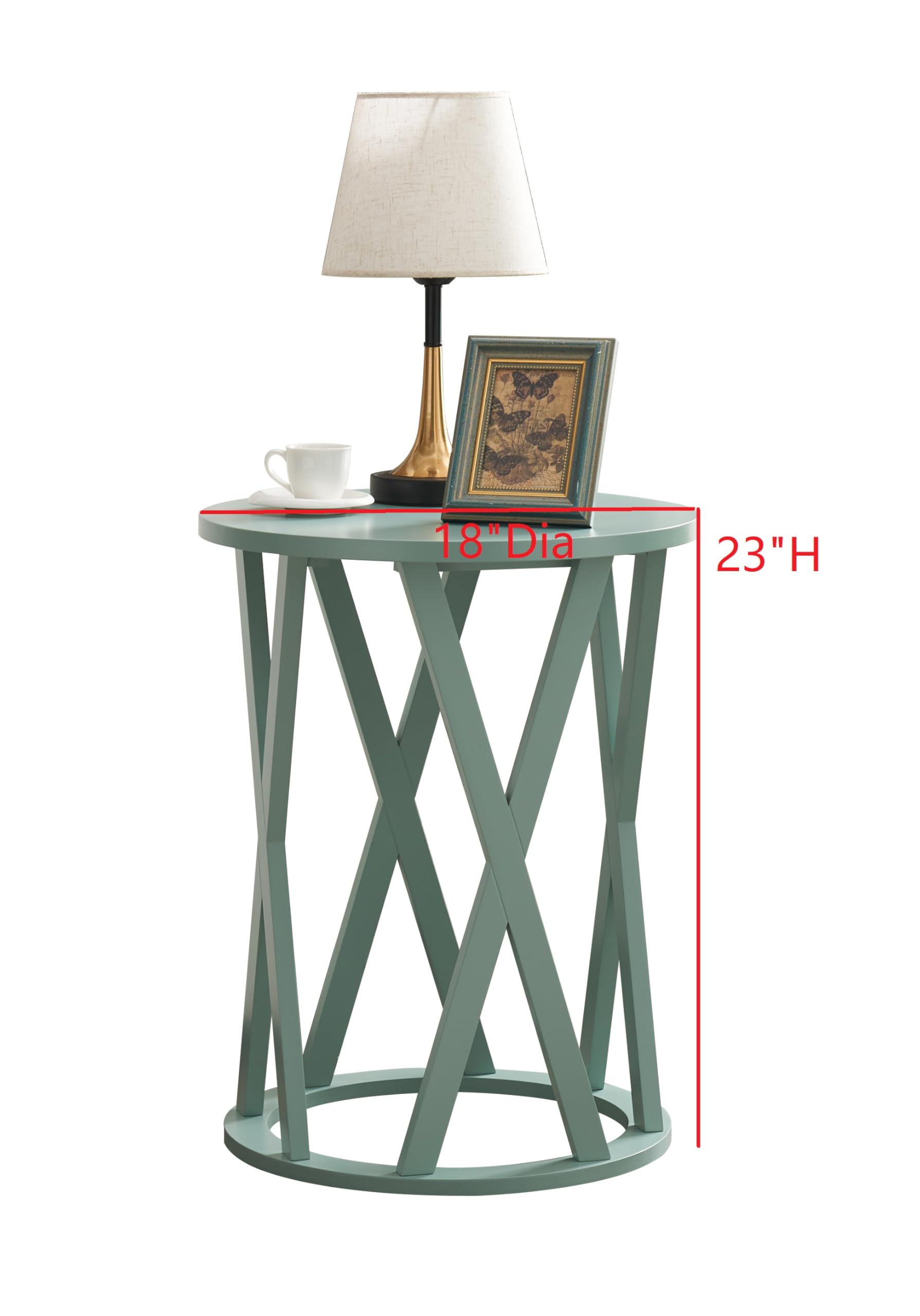 Kings Brand Furniture Emma Side End Table Modern Round Farmhouse Accent Table White 2004BU-E ...