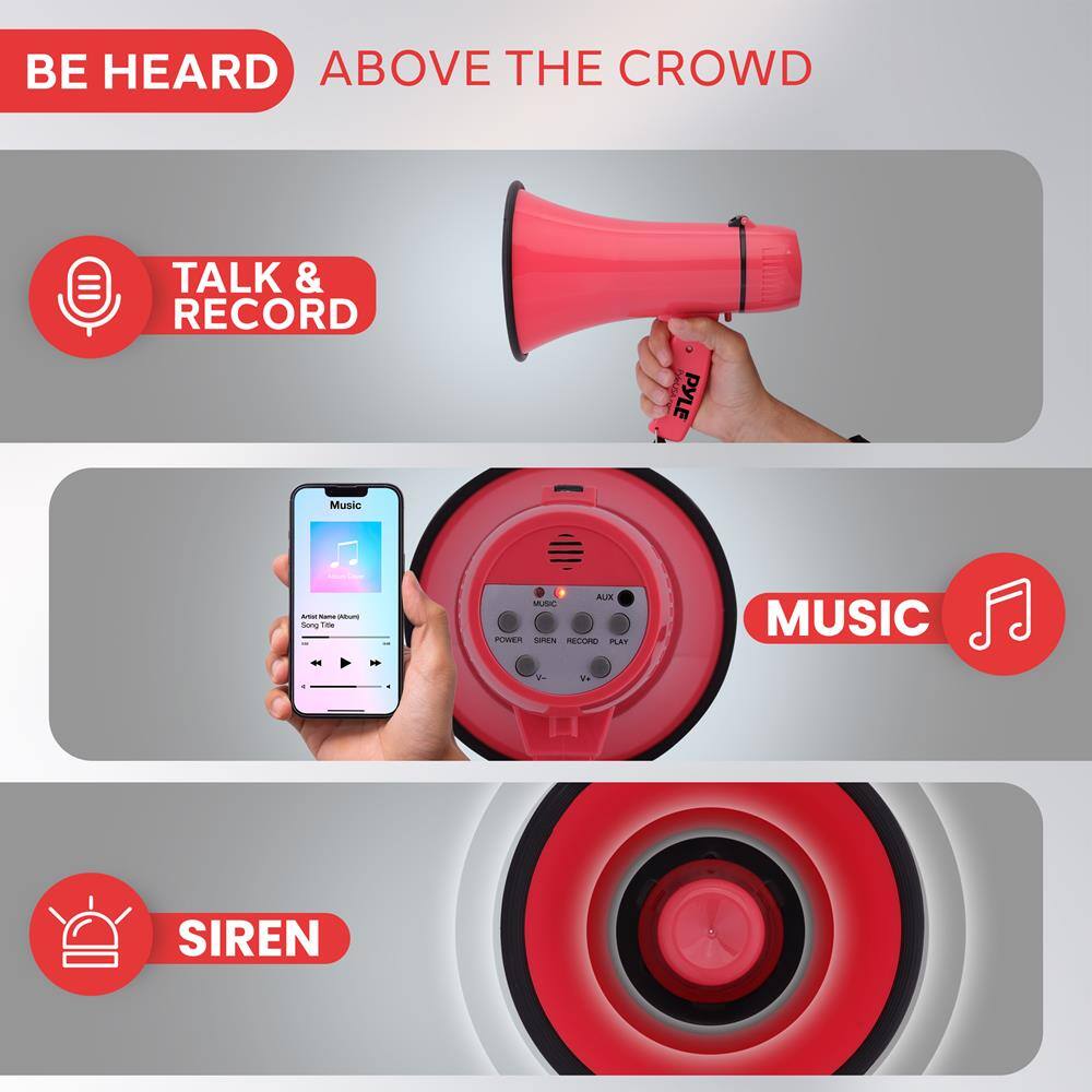 Pyle 20W Megaphone Bullhorn Portable, Automatic PMPRA213RD - Best Buy