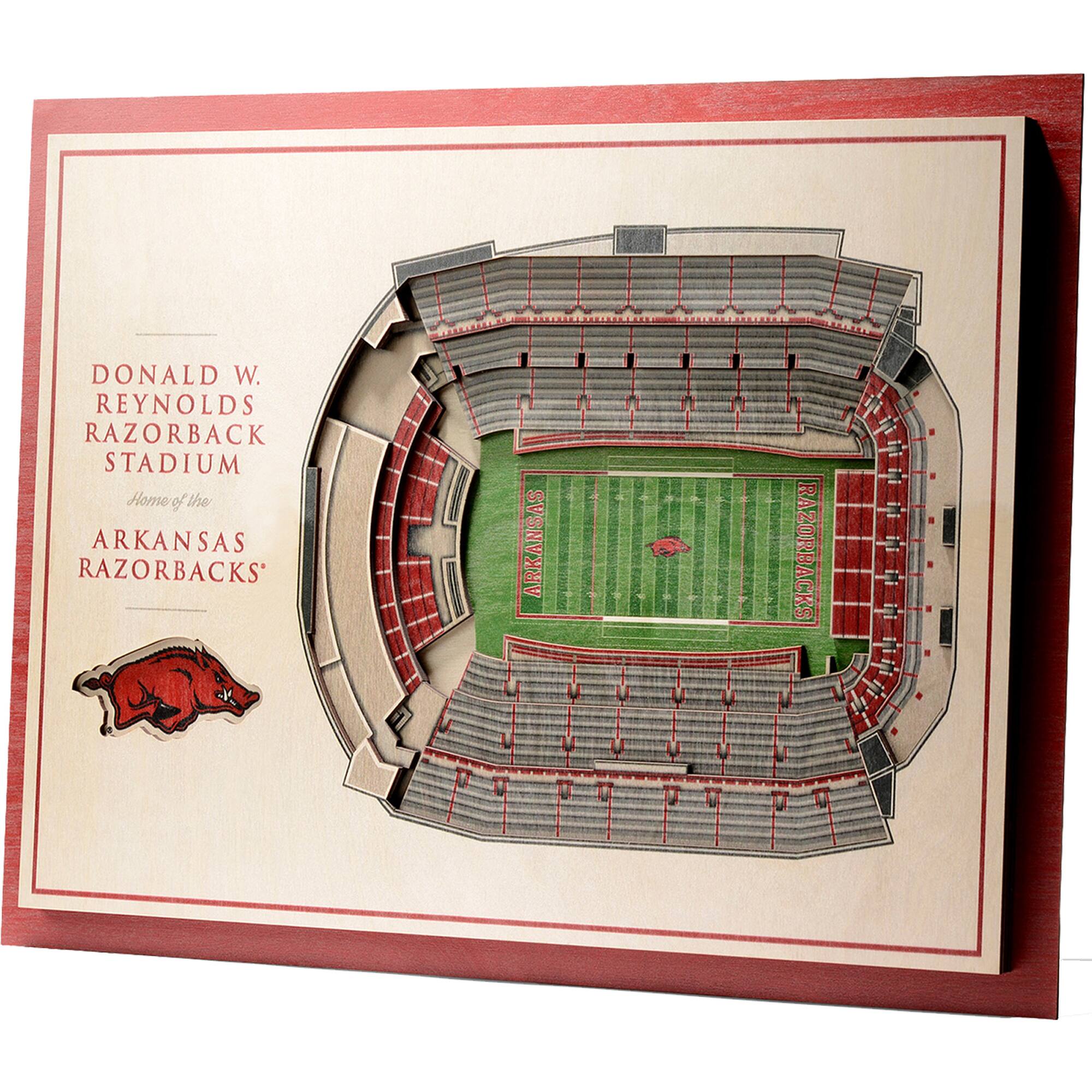 YouTheFan Arkansas Razorbacks 17'' x 13'' 5 Layer StadiumViews 3D Wall ...