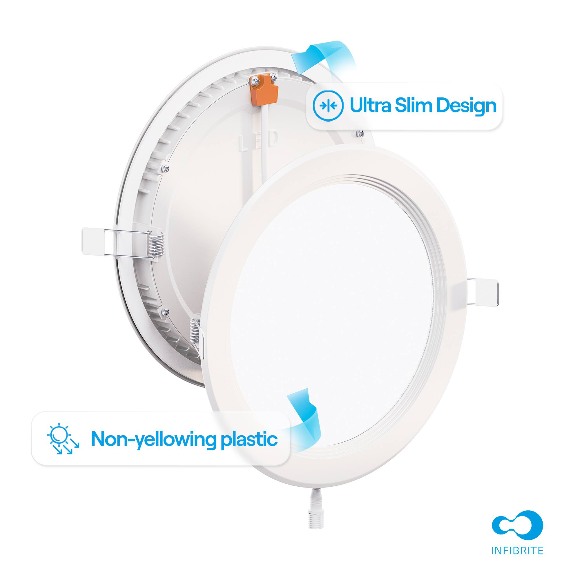 Infibrite 6 In. Ultra Thin Recessed LED Downlight 12W 1050LM Soft Wet ...