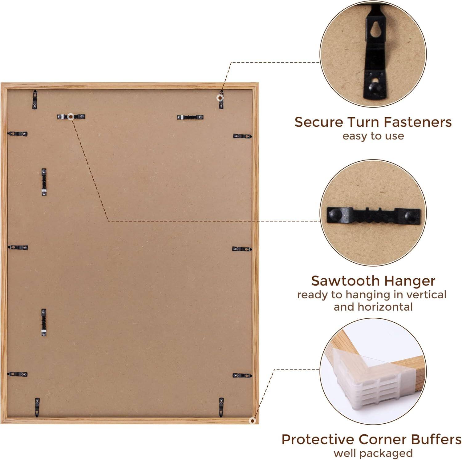 blue 18x24 Picture Frame, Solid Oak Wood 18 x 24 Frame for Wall, 18 by ...