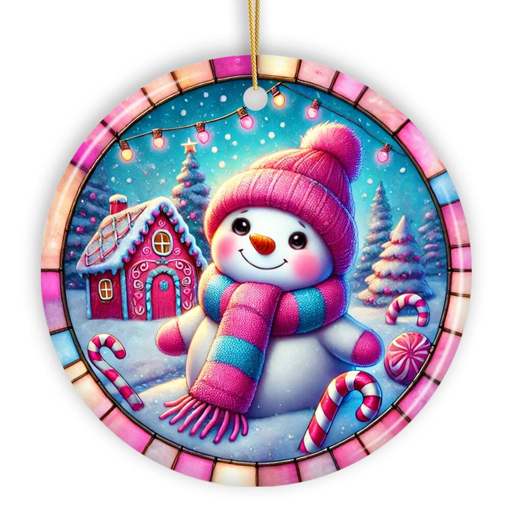 OrnamentallyYou Snowman Candyland Pink Themed Ornament Gift for Cozy ...