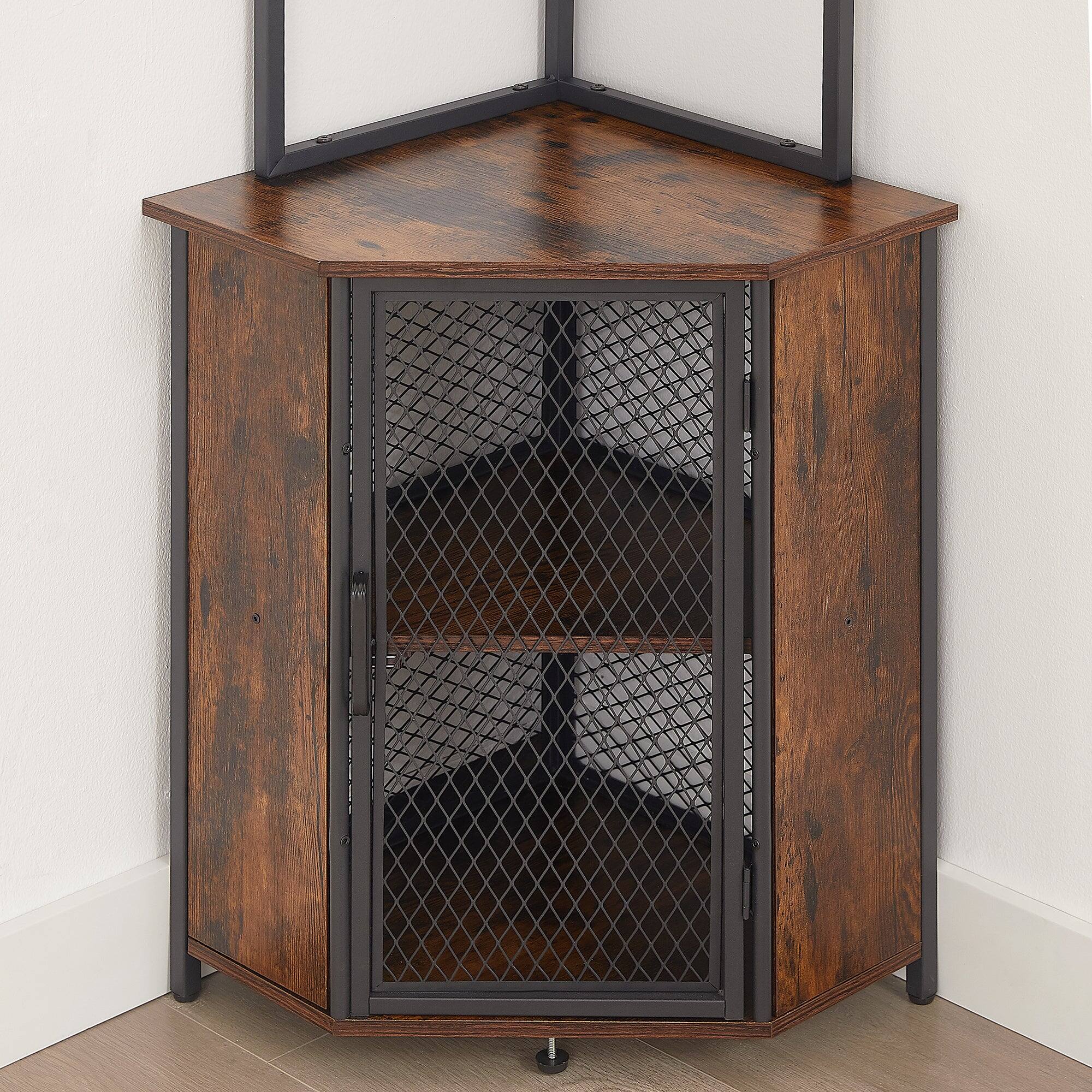 Vecelo Triangle Corner Shelf With Socket&Light, 4 Tier Corner Storage ...