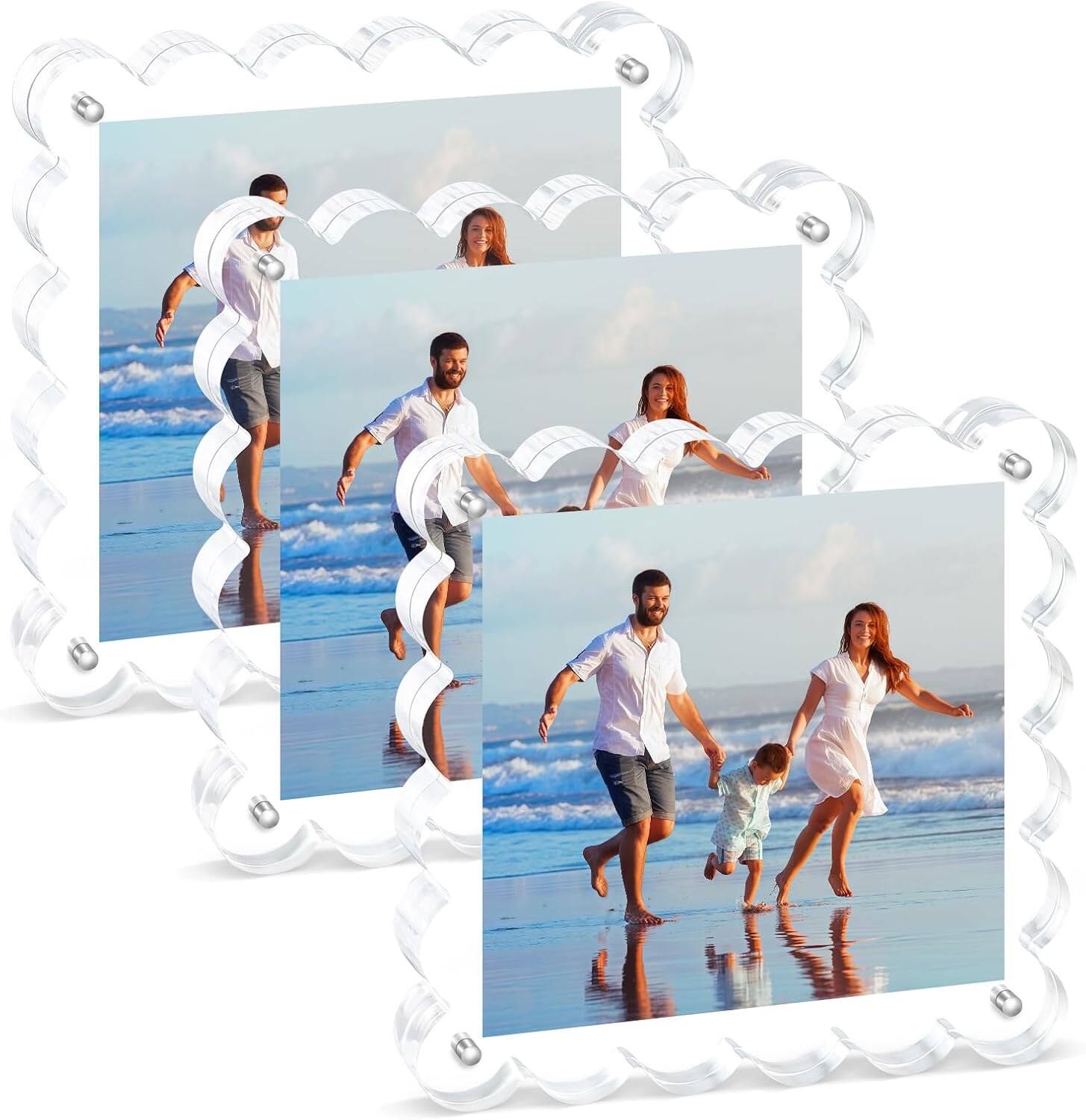 blue Clear Picture Frames 3Pack Acrylic Magnetic Photo Frame 4×4 Inch ...