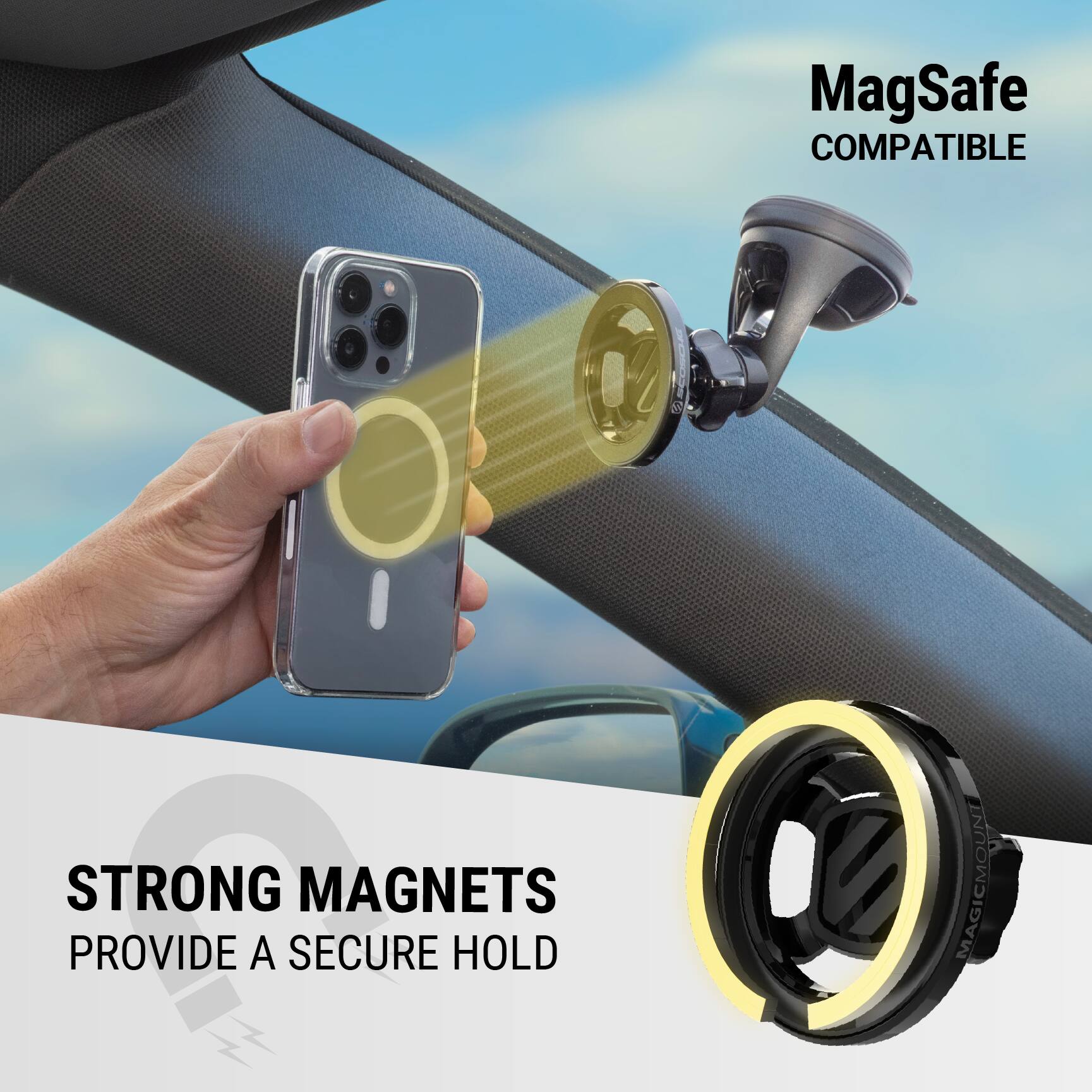 Scosche MagSafe / Popsocket Compatible Window / Dash Mount for Mobile ...