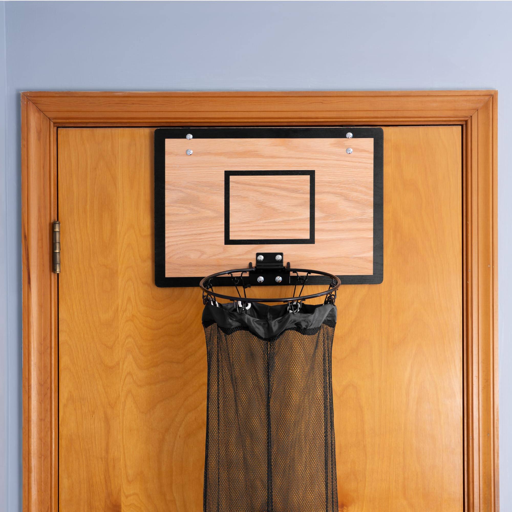JETRANSPORT Wooden Basketball Hamper Hoop Laundry Basket Over The Door ...
