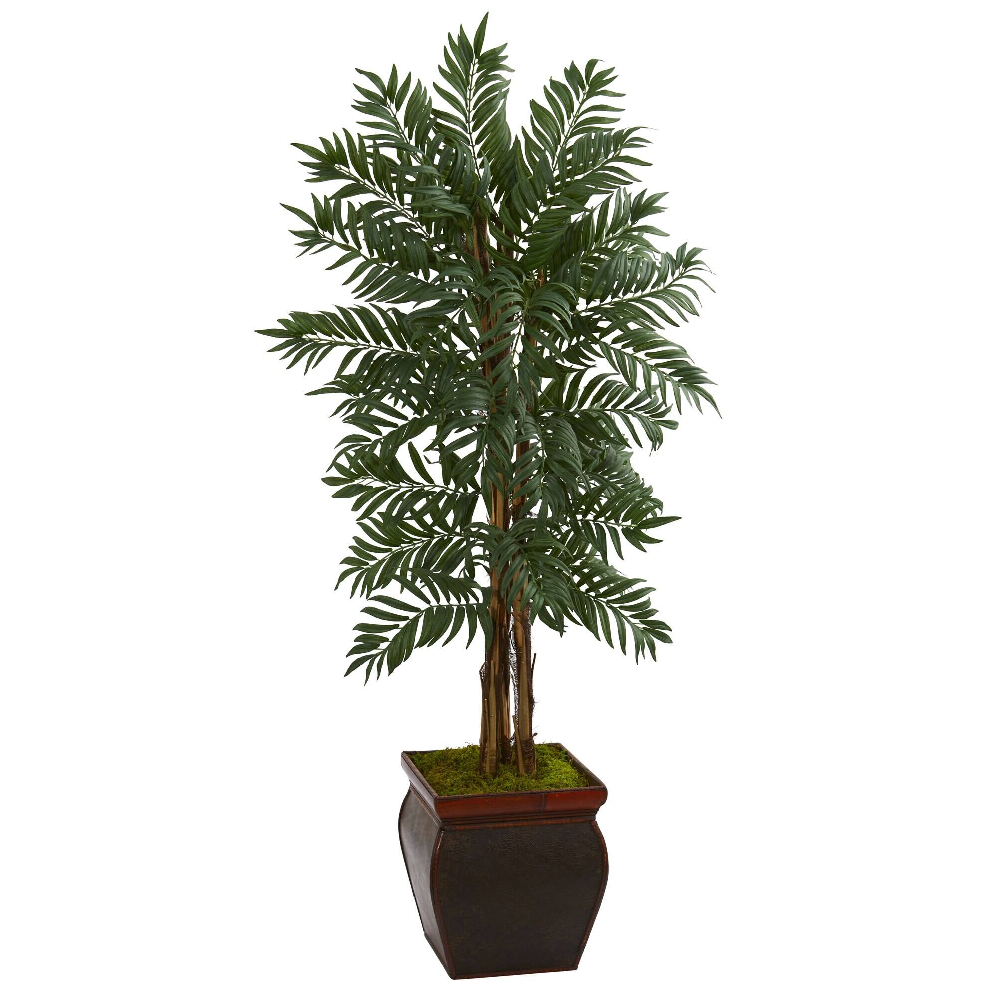 BreeBe Parlor Palm Artificial Tree in Decorative Planter Green 5728 ...