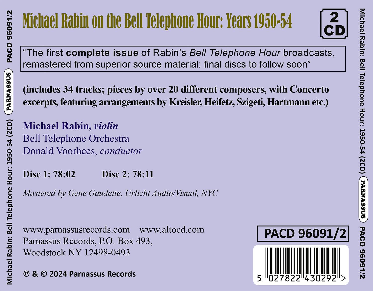 Michael Rabin Michael Rabin on the Bell Telephone Hour 1950/54 Complete ...