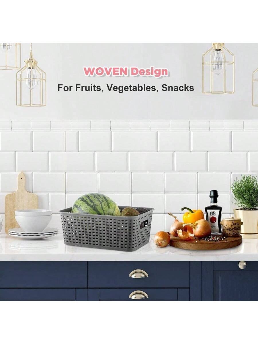 Live At Space Plastic Storage Baskets Bins With Lid Organizing ...