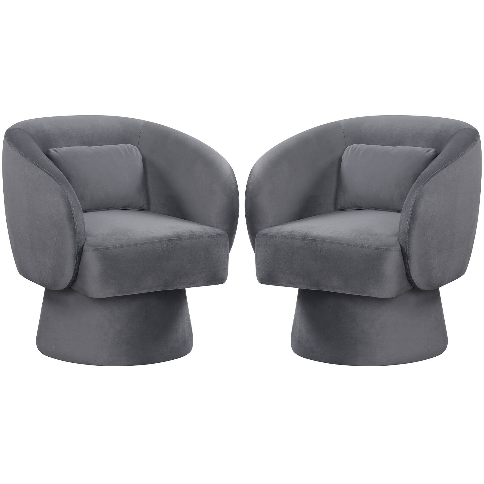 Gymax 2PCS Swivel Accent Chair w/ Back Removable Lumbar Pillow 360 ...