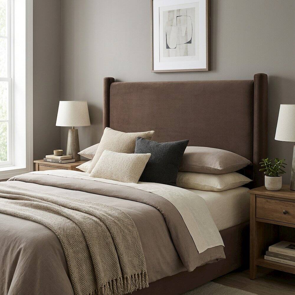 FurniFact Velvet King Headboard in Soft Fabric, Plush Upholstery ...